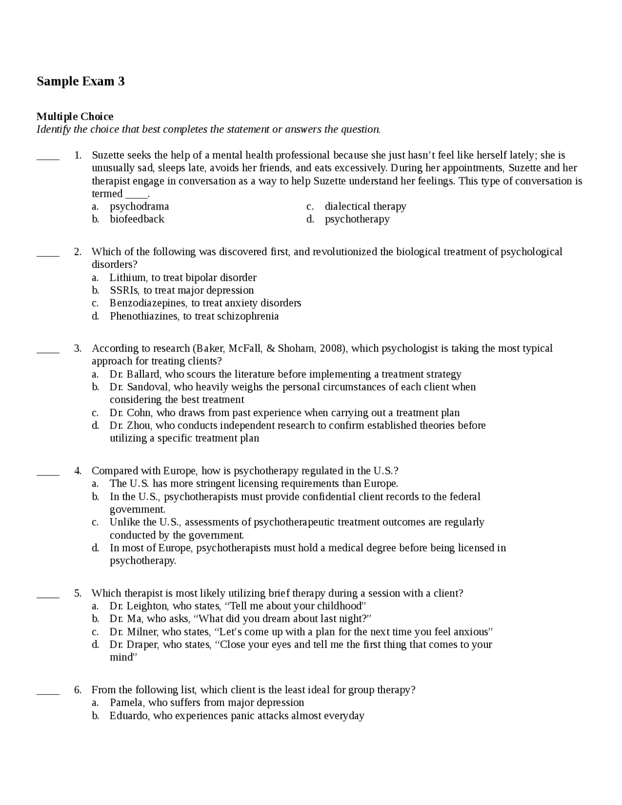 PSYCH 111 Sample Exam 3 Questions And Answers | Exams Nursing | Docsity