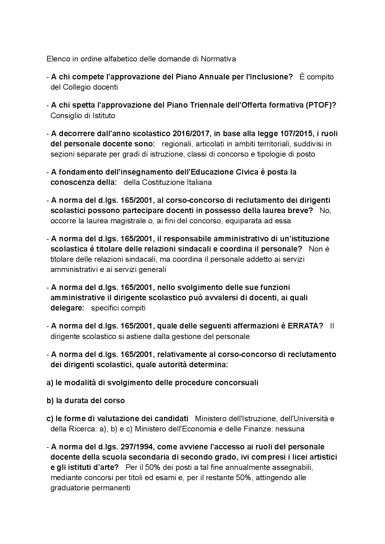 Parte Normativa Tfa 2023 Prove Desame Di Diritto Docsity