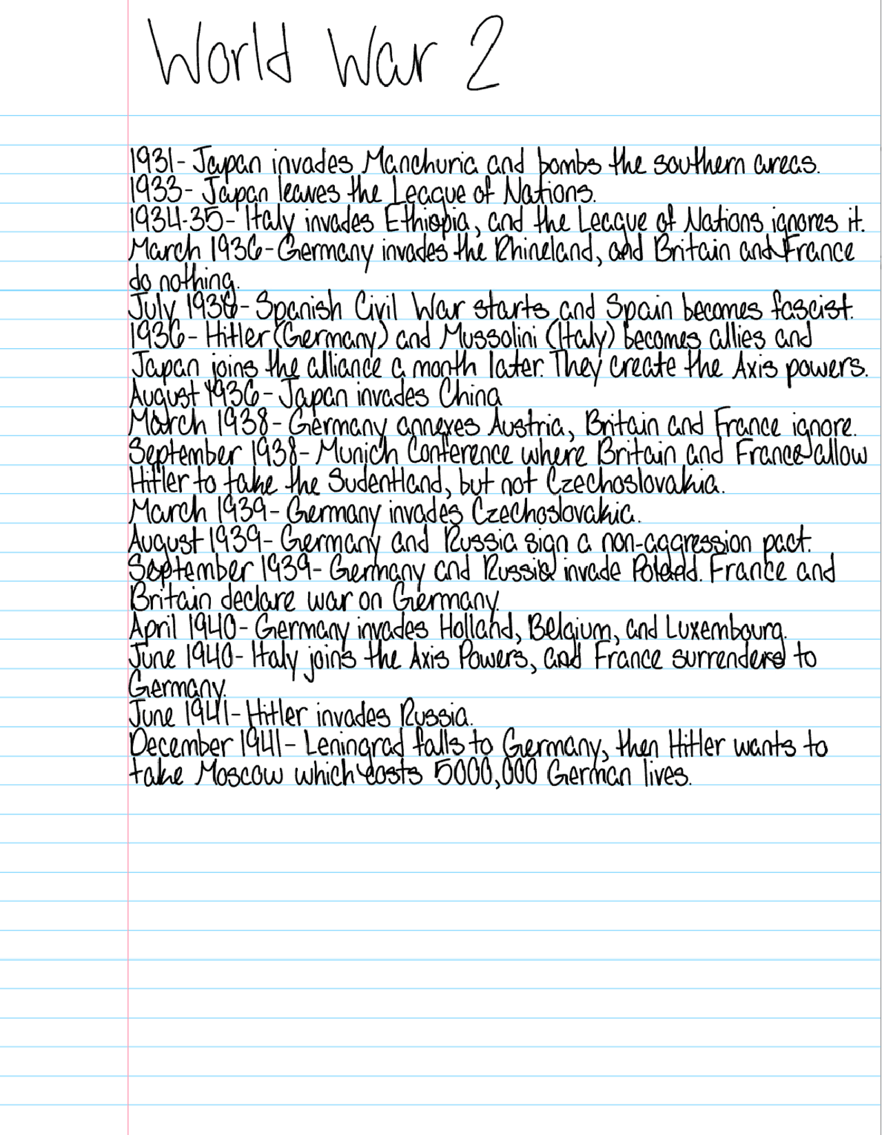 World History - World War 2 Notes | Lecture notes History | Docsity