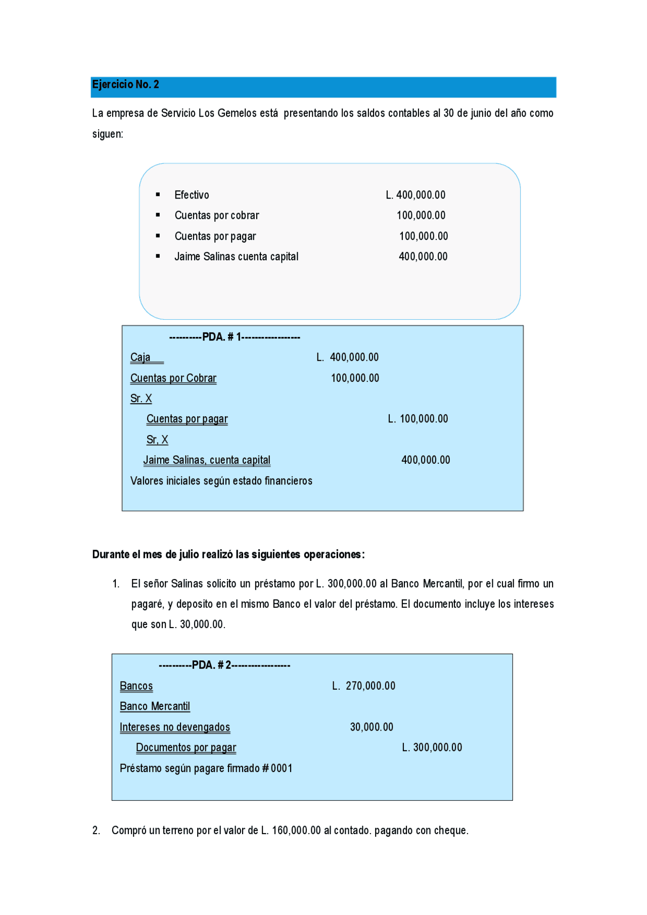 CONTABILIDAD EJERCICIO 2 | Ejercicios de Contabilidad | Docsity