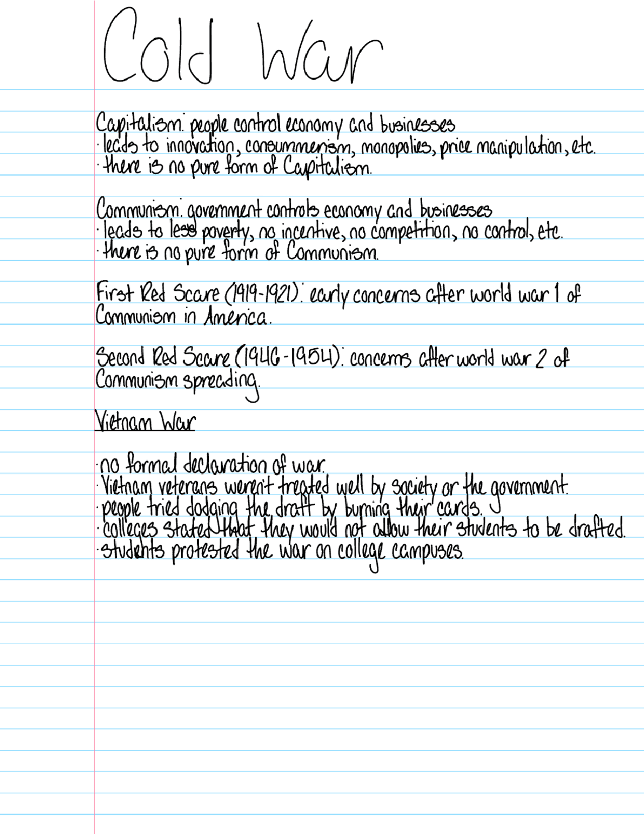 American History - Cold War Notes | Lecture notes History | Docsity