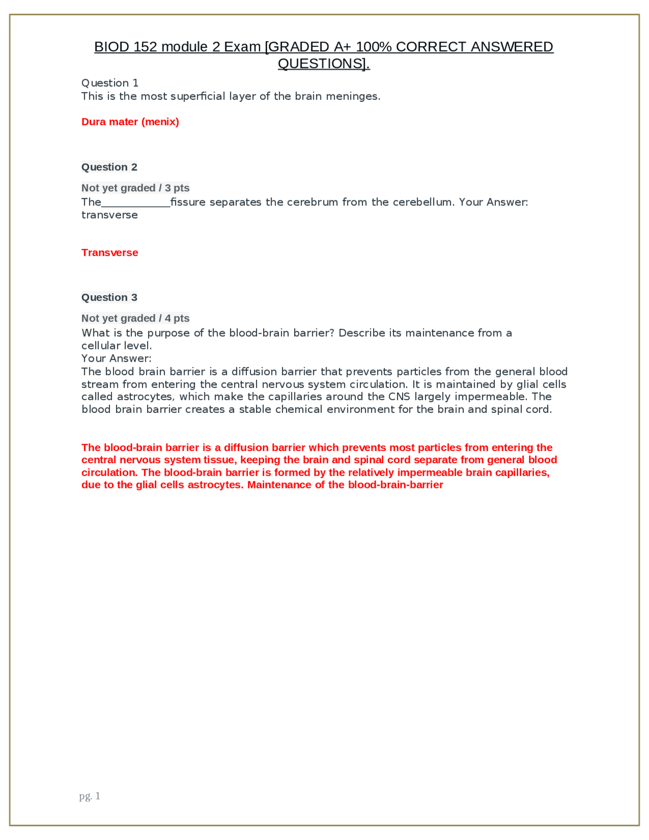 BIOD 152 module 2 Exam [GRADED A+ 100% CORRECT ANSWERED QUESTIONS ...