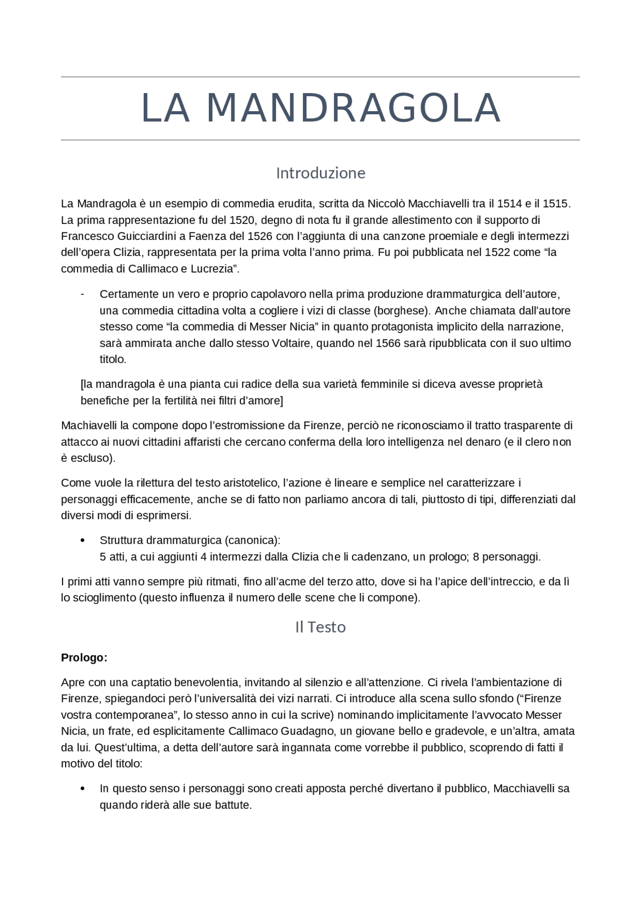 La Mandragola di Niccolò Macchiavelli - un'analisi | Appunti di Storia ...