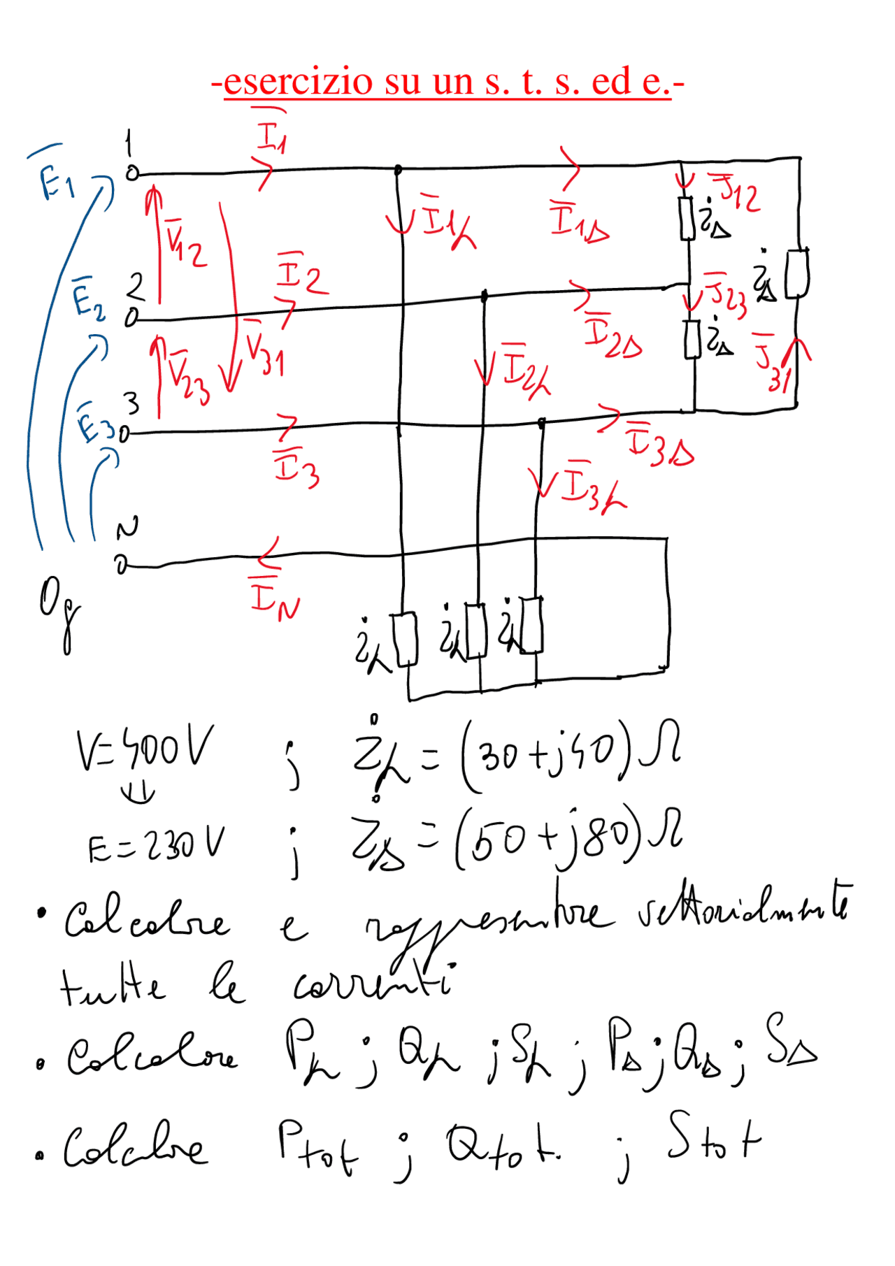 Esercizi su un sistema trifase simmetrico ed equilibrato | Esercizi di ...