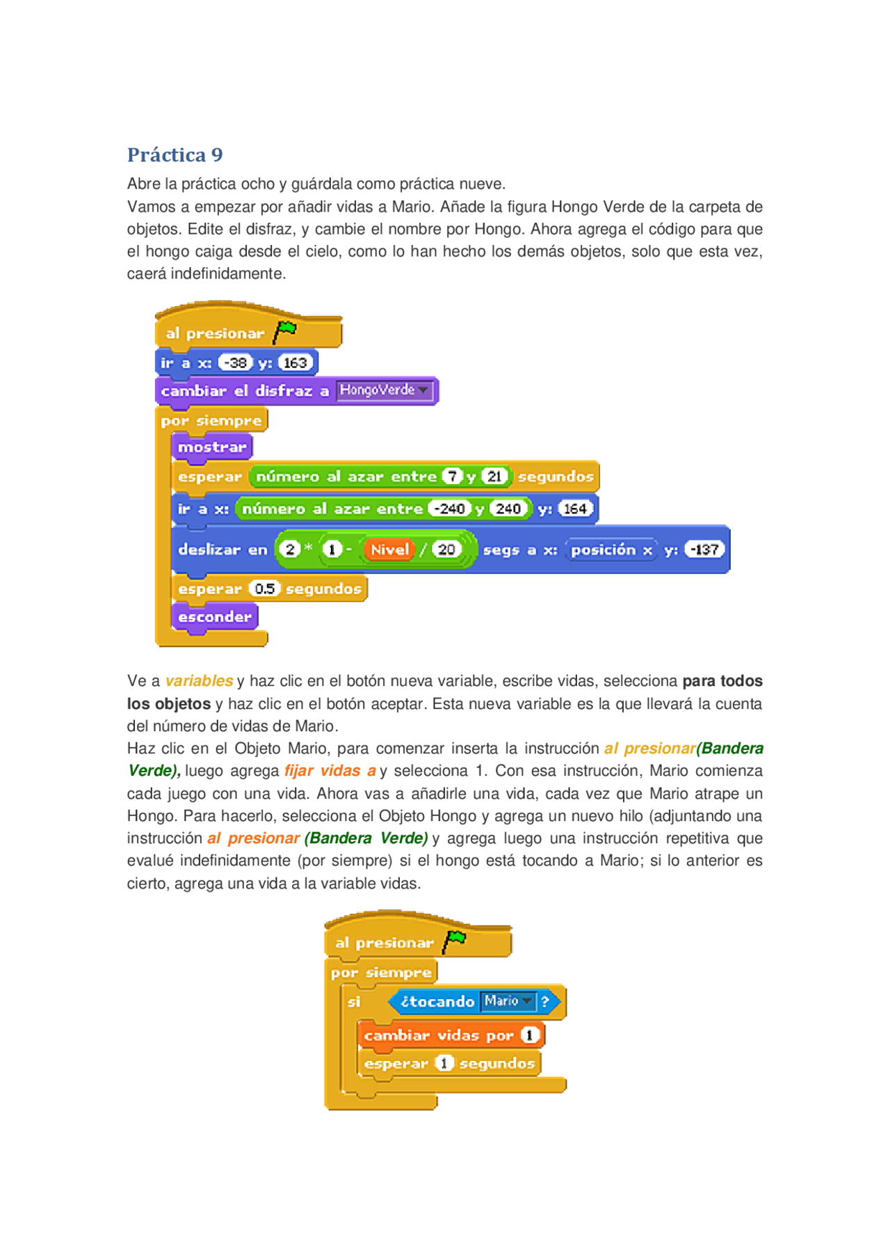 Práctica 9 y 10: Vidas para Mario y Menú de Personajes en Scratch ...
