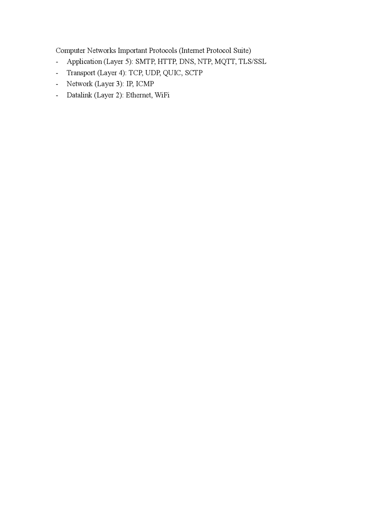 Important Computer Networks Protocols Cheat Sheet Computer Networks