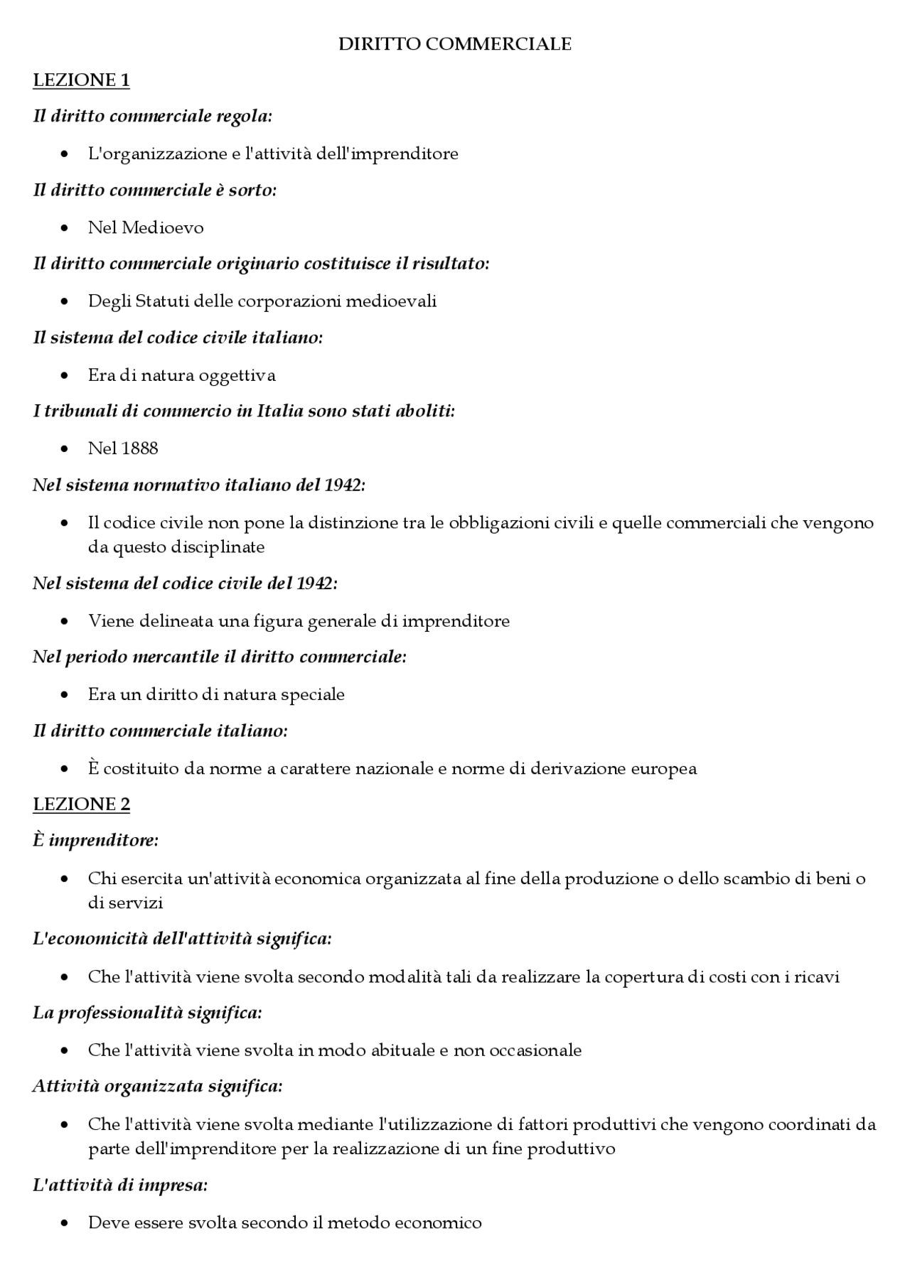 Domande Esame Diritto Commerciale L-12 Lingue e Mercati Università Mercatorum | Prove d'esame di ...