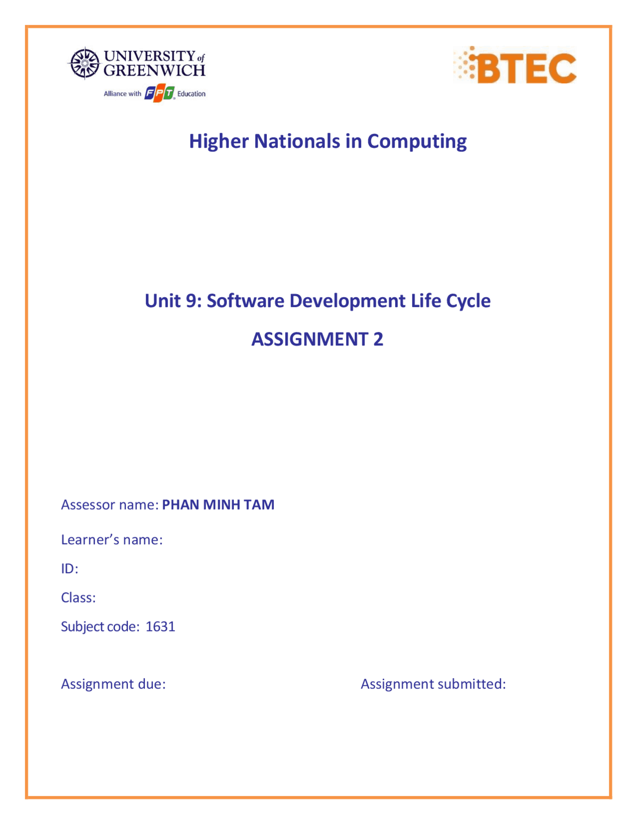 Asm2 1631 Software Development Life Cycles Assignments Information