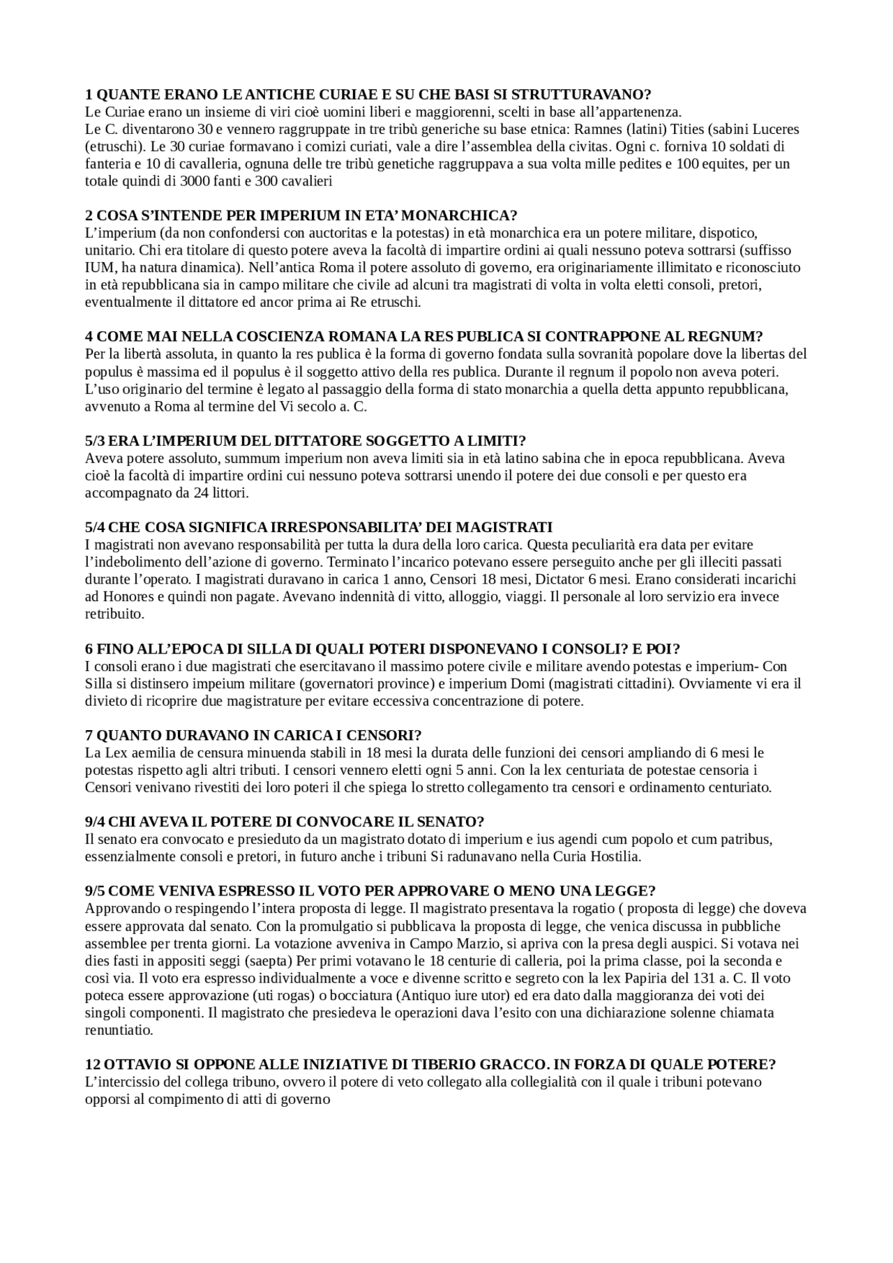 Risposte Domande Aperte Diritto Romano Prove Desame Di Diritto