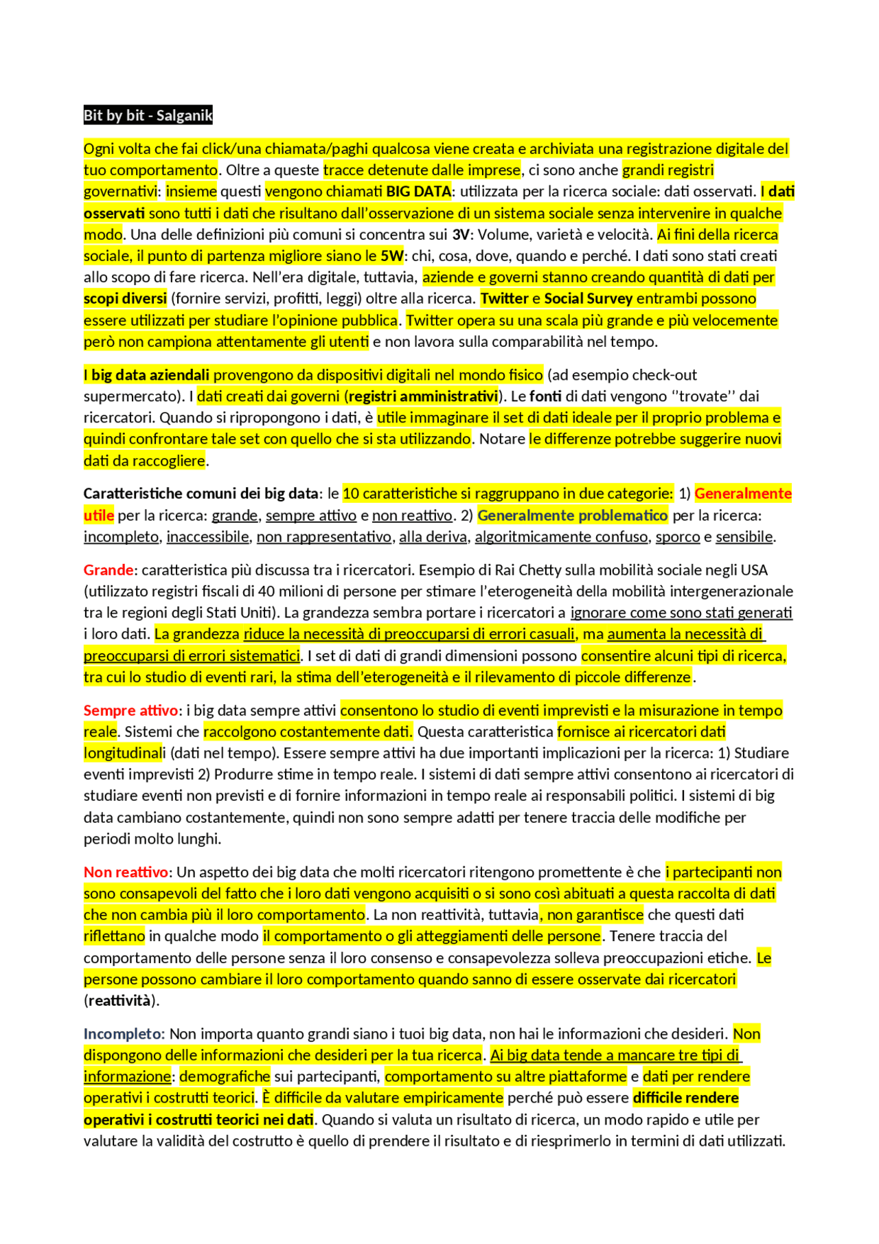 Riassunto Bit By Bit Salganik Sintesi Del Corso Di Metodologia