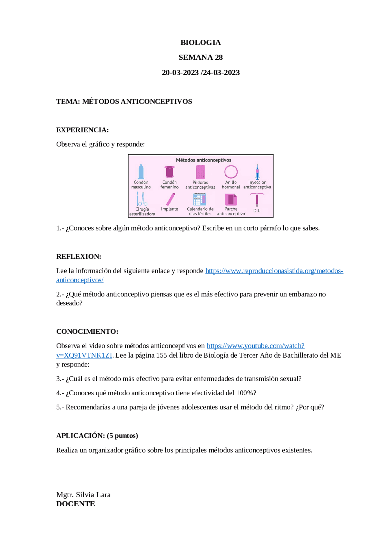 Los Tipos De Métodos Anticonceptivos Apuntes De Biología Docsity