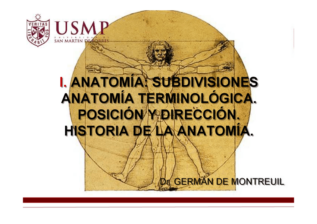 ANATOMÍA: SUBDIVISIONES ANATOMÍA TERMINOLÓGICA. POSICIÓN Y DIRECCIÓN ...