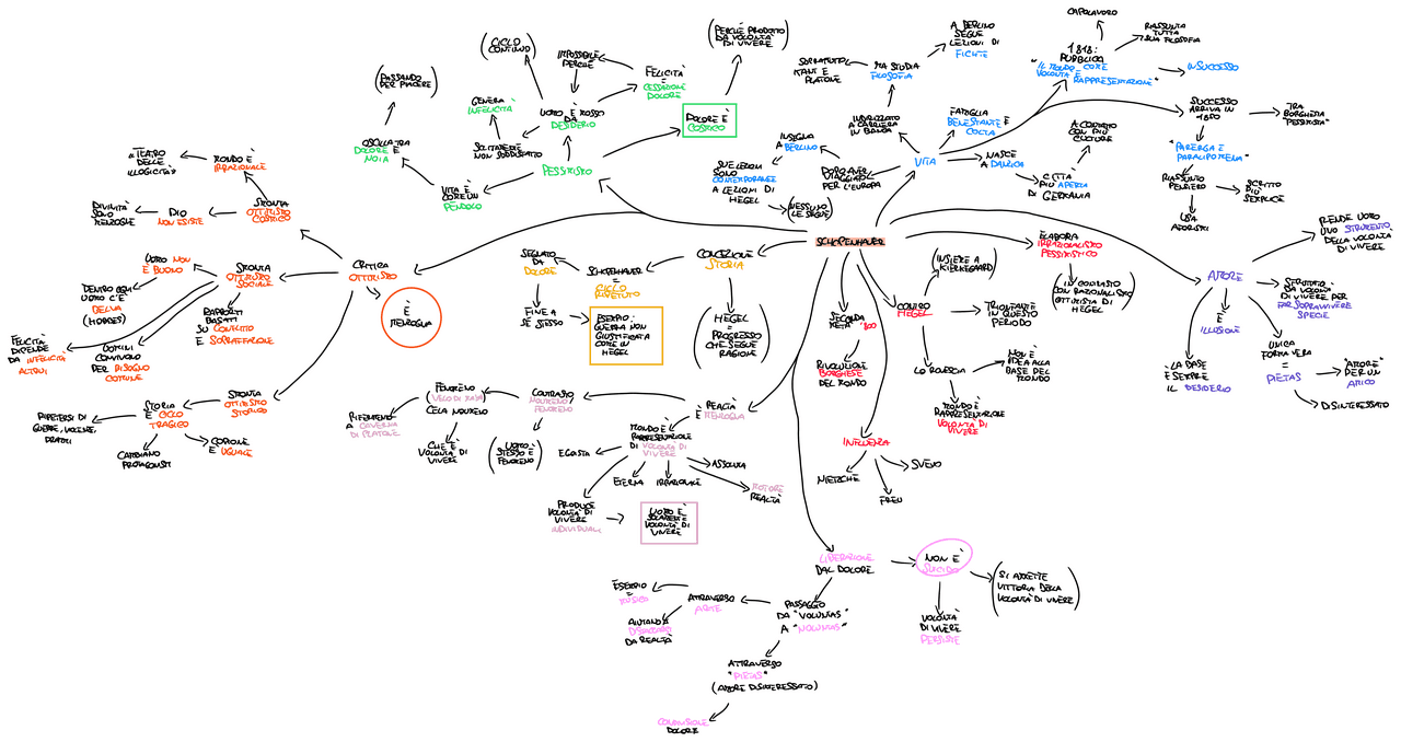 Schopenhauer Filosofia V Liceo Mappa Concettuale Maturità Schemi E