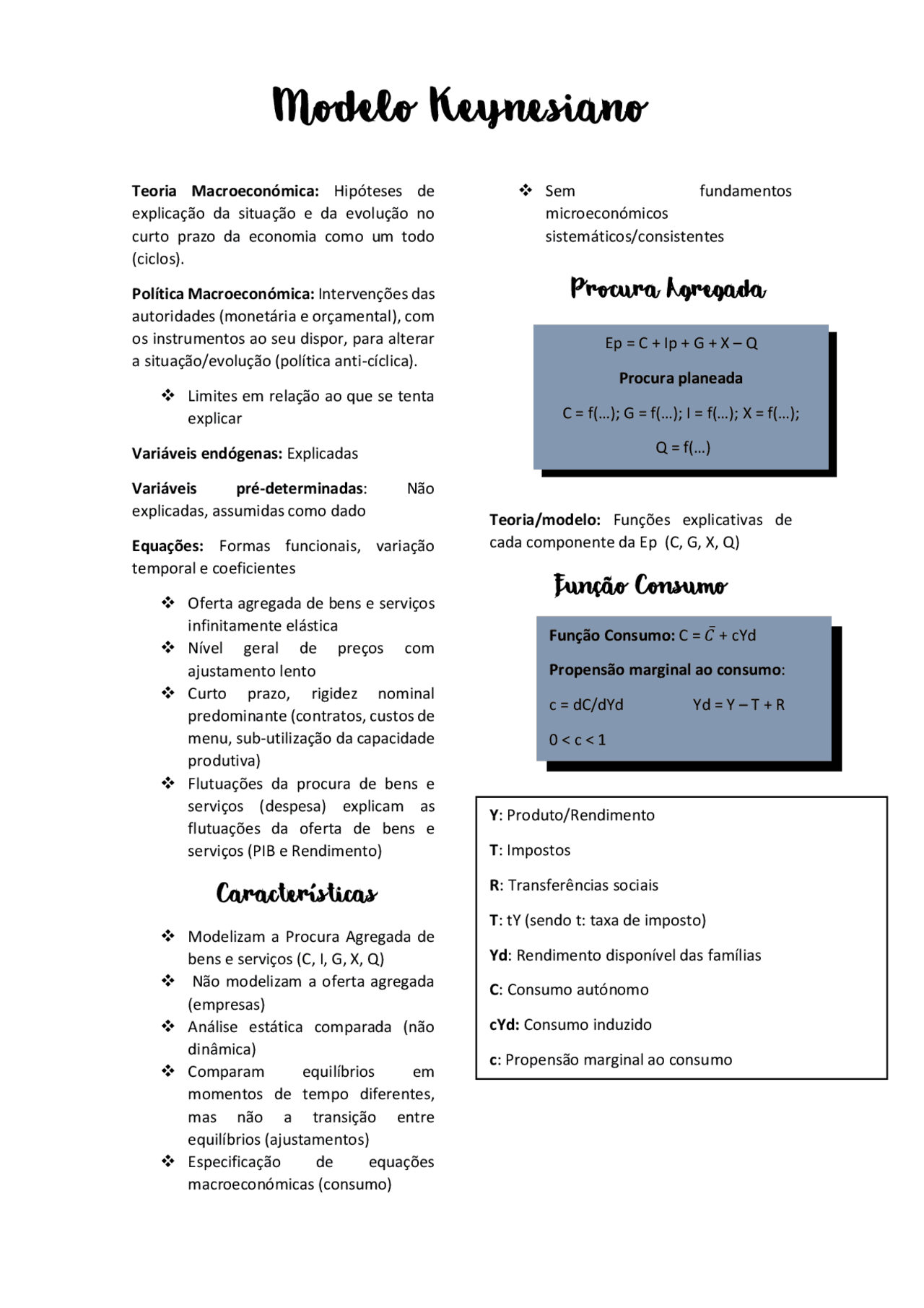 Teoria Macroeconómica e a Função Consumo | Slides Macroeconomia | Docsity
