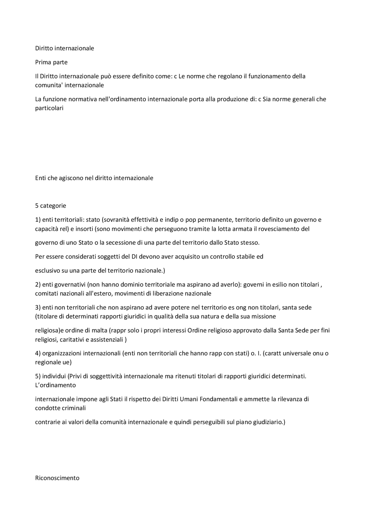 Diritto Internazionale Prima Parte Schemi E Mappe Concettuali Di