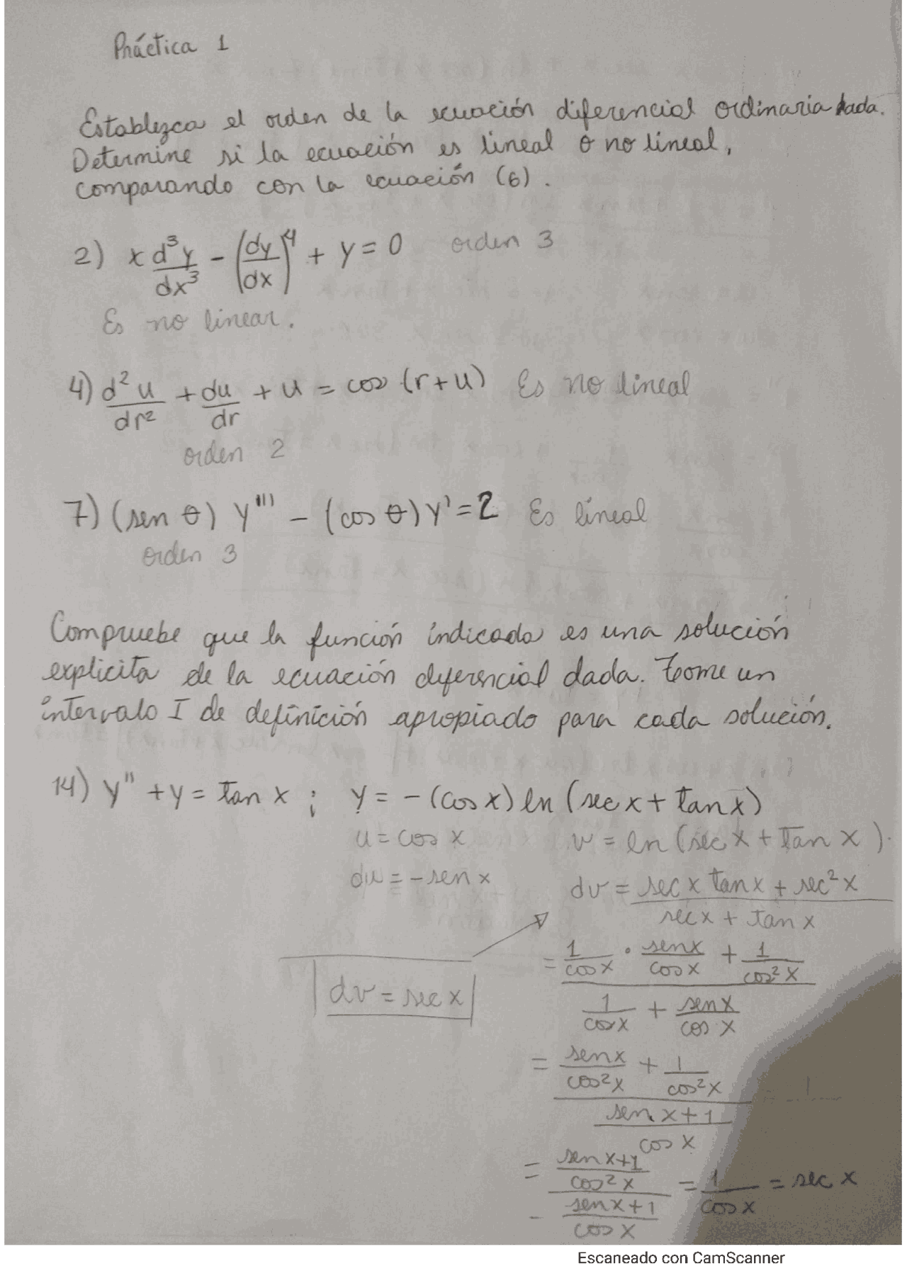 Ecuaciones Diferenciales | Ejercicios de Ecuaciones Diferenciales | Docsity