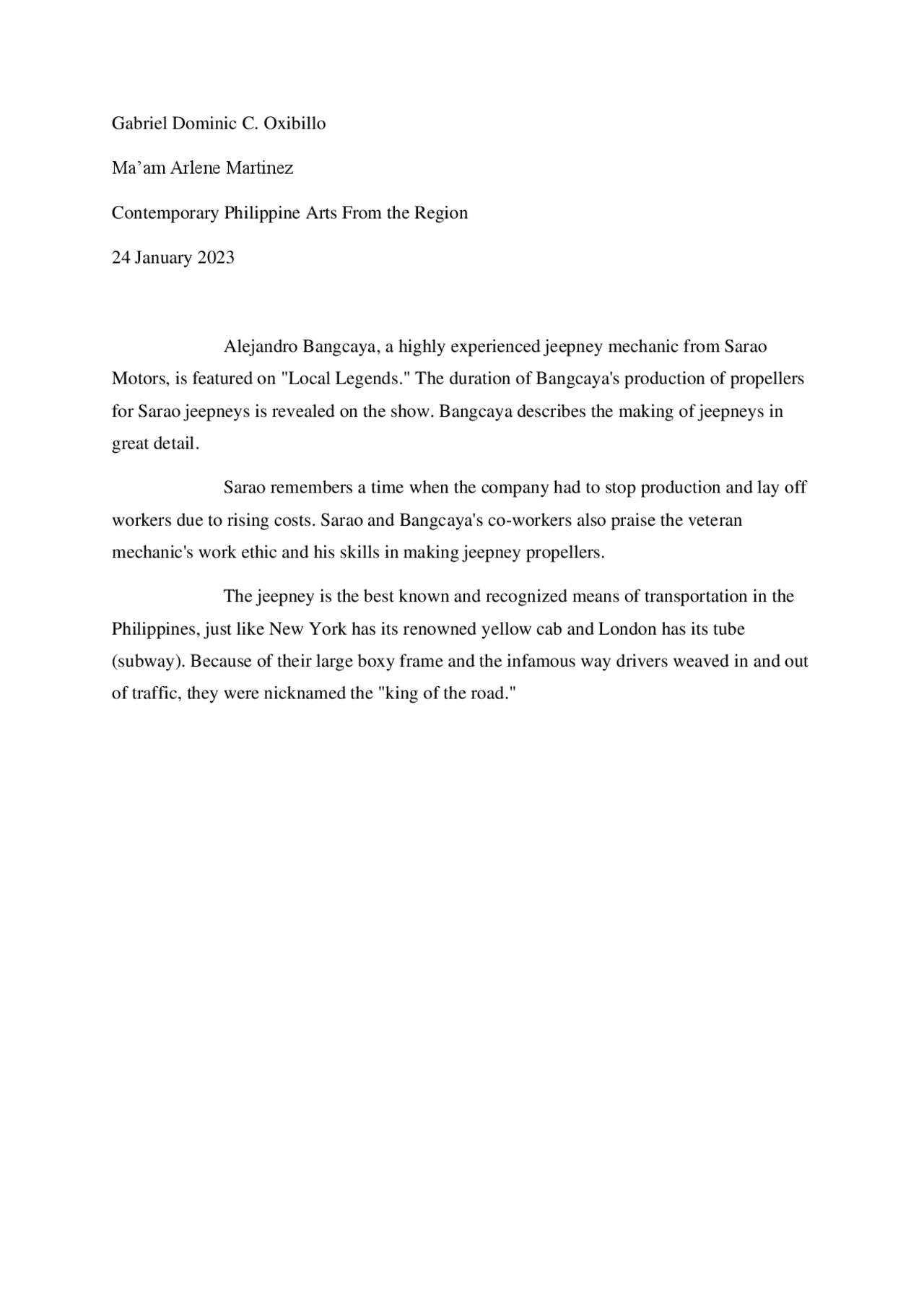 Contemporary Arts Of The Philippines Summaries Art Docsity