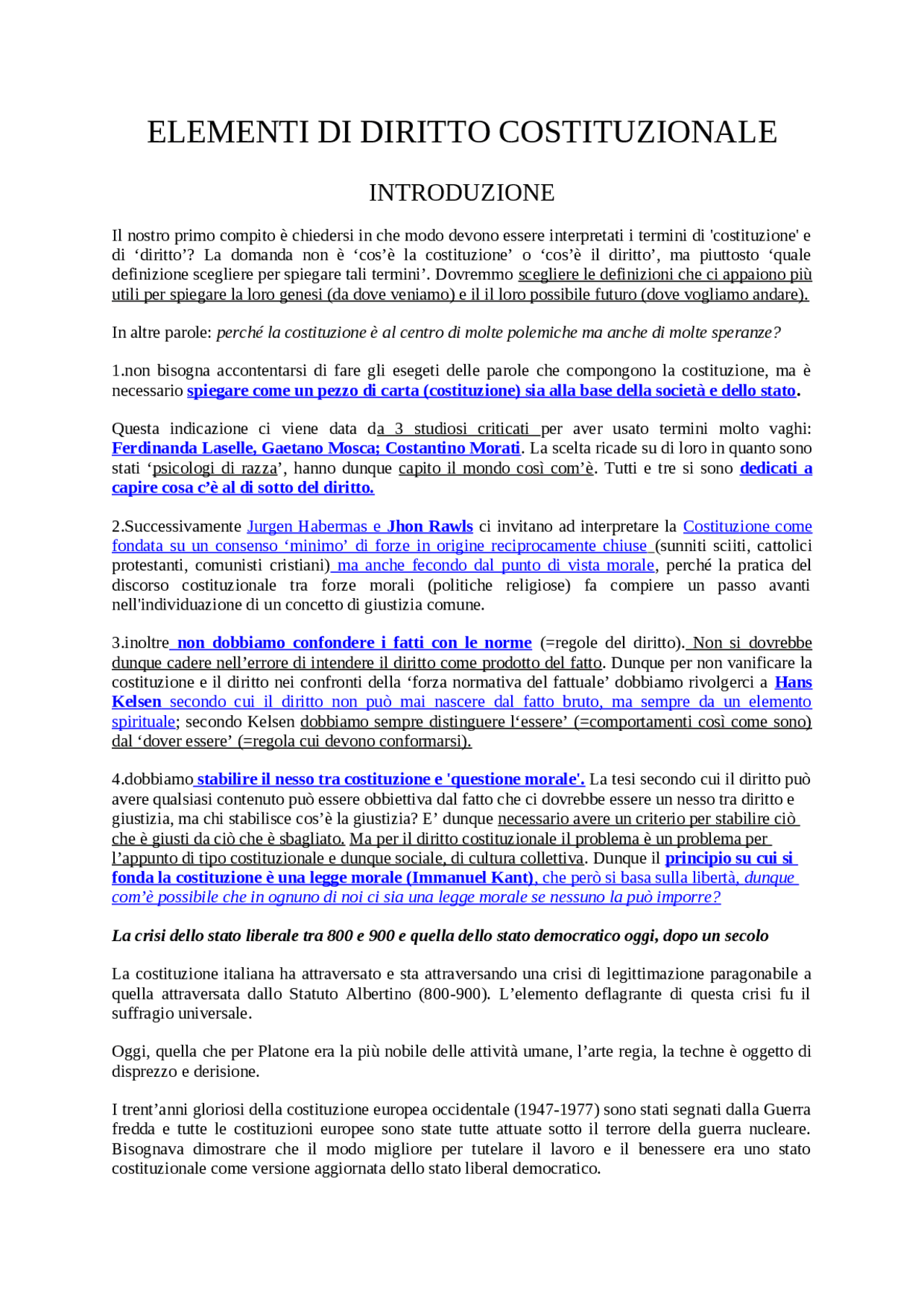 Elementi di diritto costituzionale | Dispense di Diritto Costituzionale | Docsity