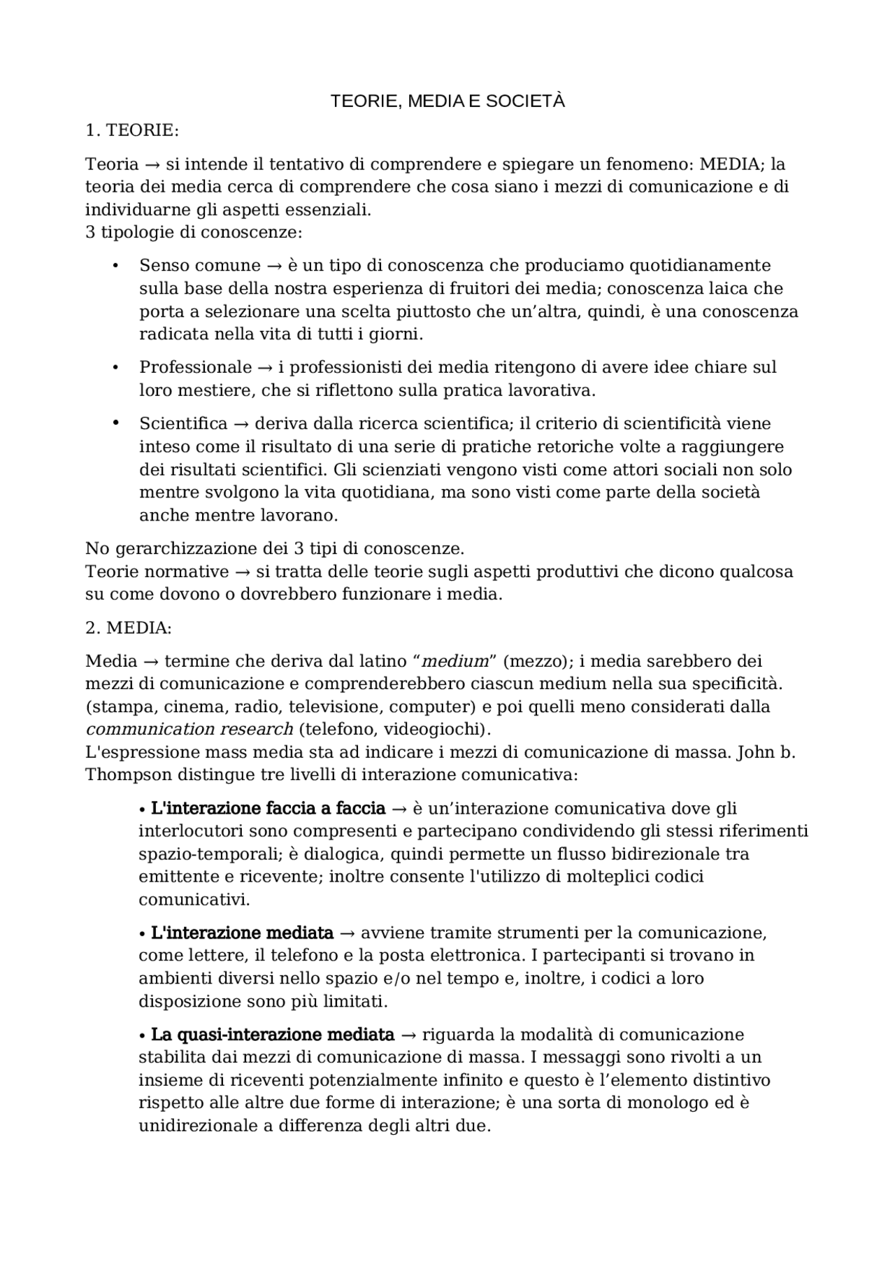 Teorie Dei Media Di F Boni Appunti Di Sociologia Dei Media Docsity