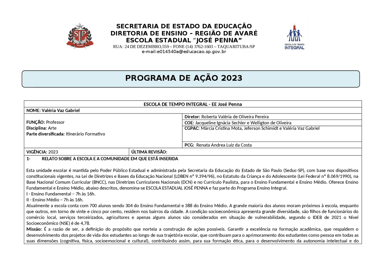 PROGRAMA DE AÇÃO - 2023 - PEI | Manuais, Projetos, Pesquisas Português ...