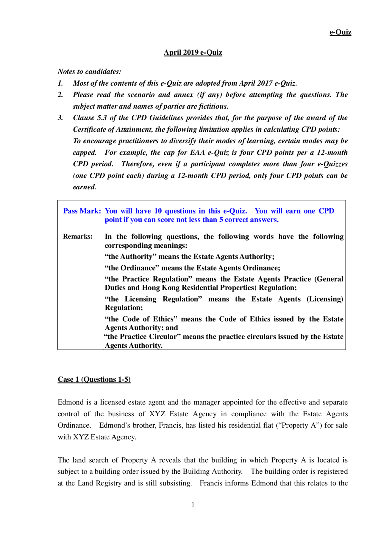 RES Examination exam for hong kong | Exams Real Estate Management | Docsity