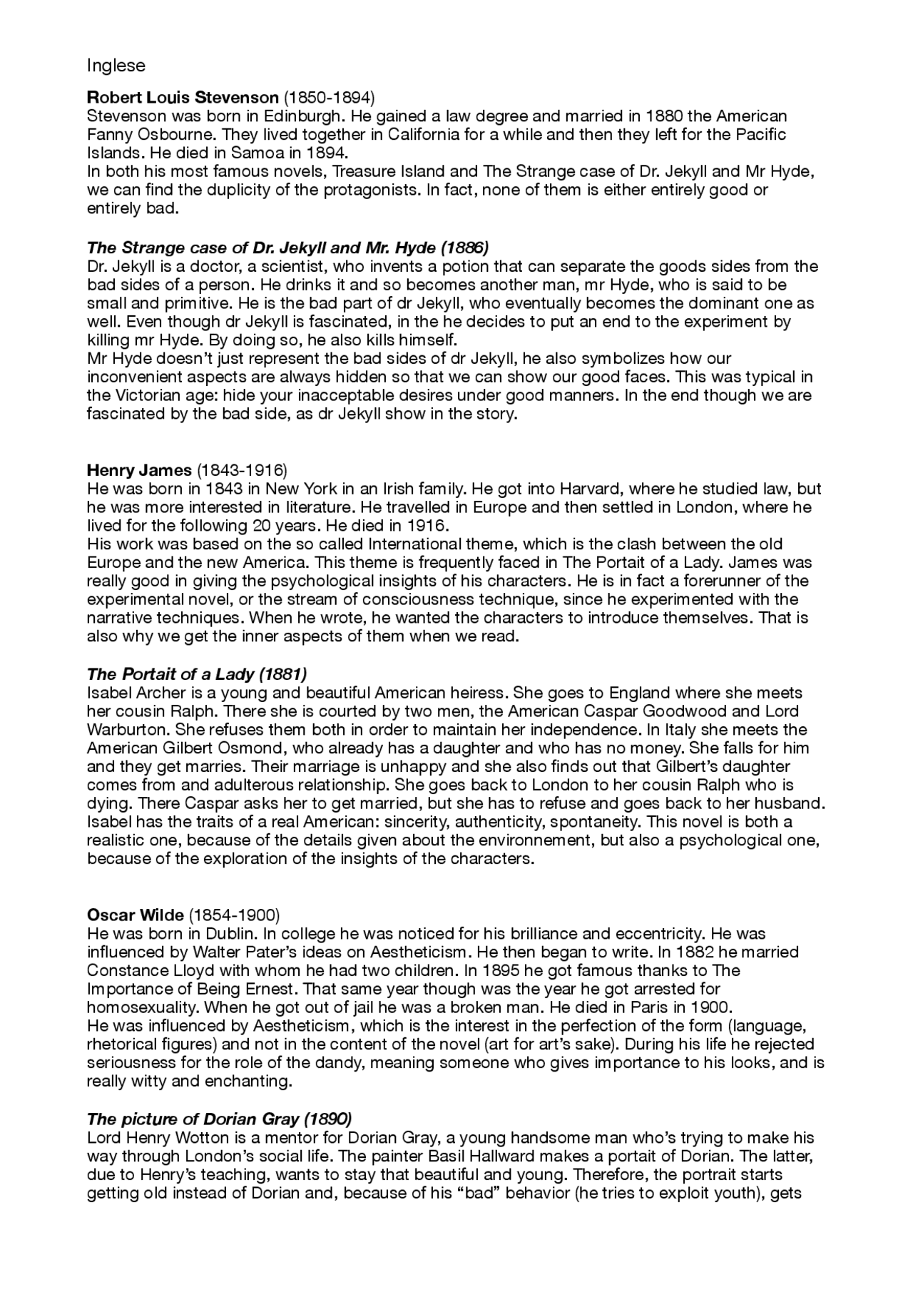 Programma Inglese V anno superiori | Appunti di Inglese | Docsity