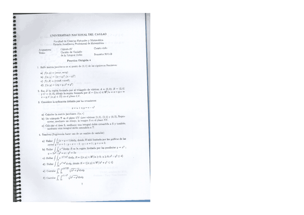 CÁlculo De Varias Variables Exercises Of Advanced Calculus Docsity
