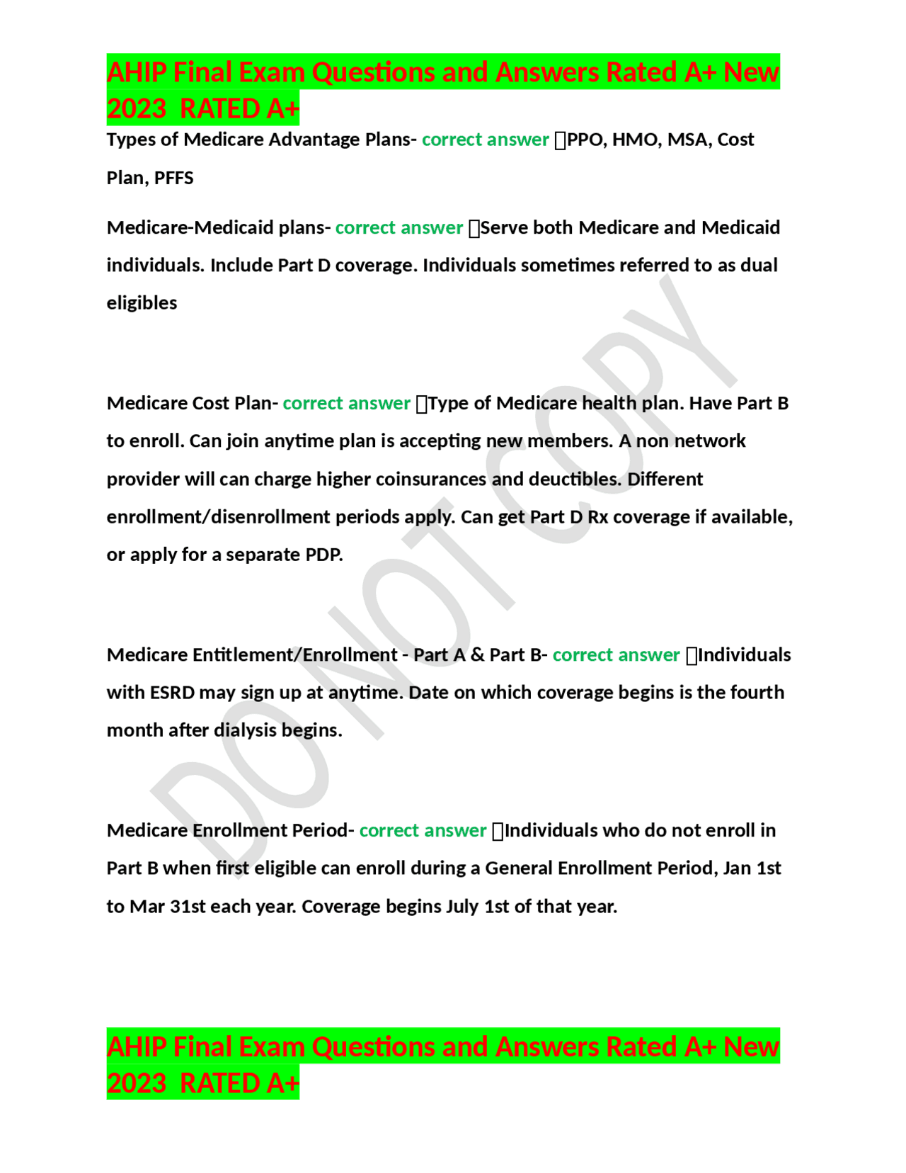 Ahip Final Exam Questions And Answers Rated A New 2023 Rated A