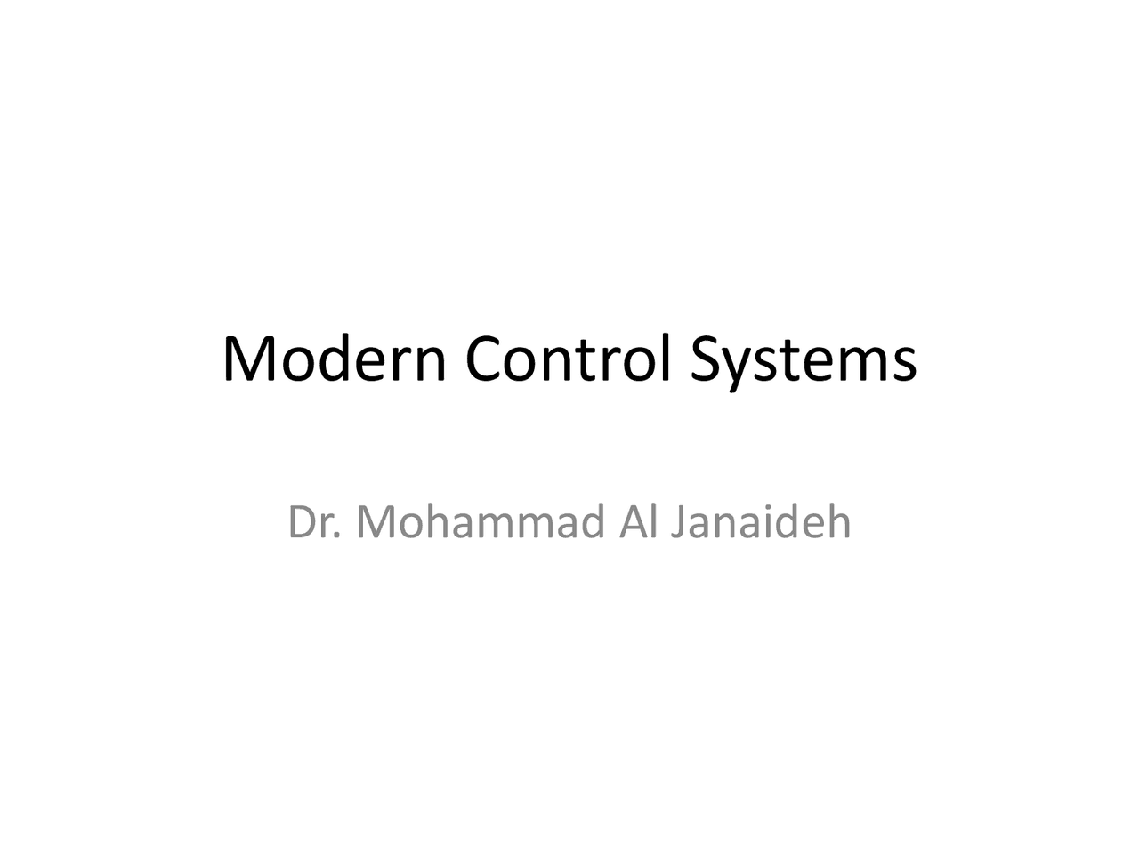 Automatic Control Iii Slides Automatic Controls Docsity