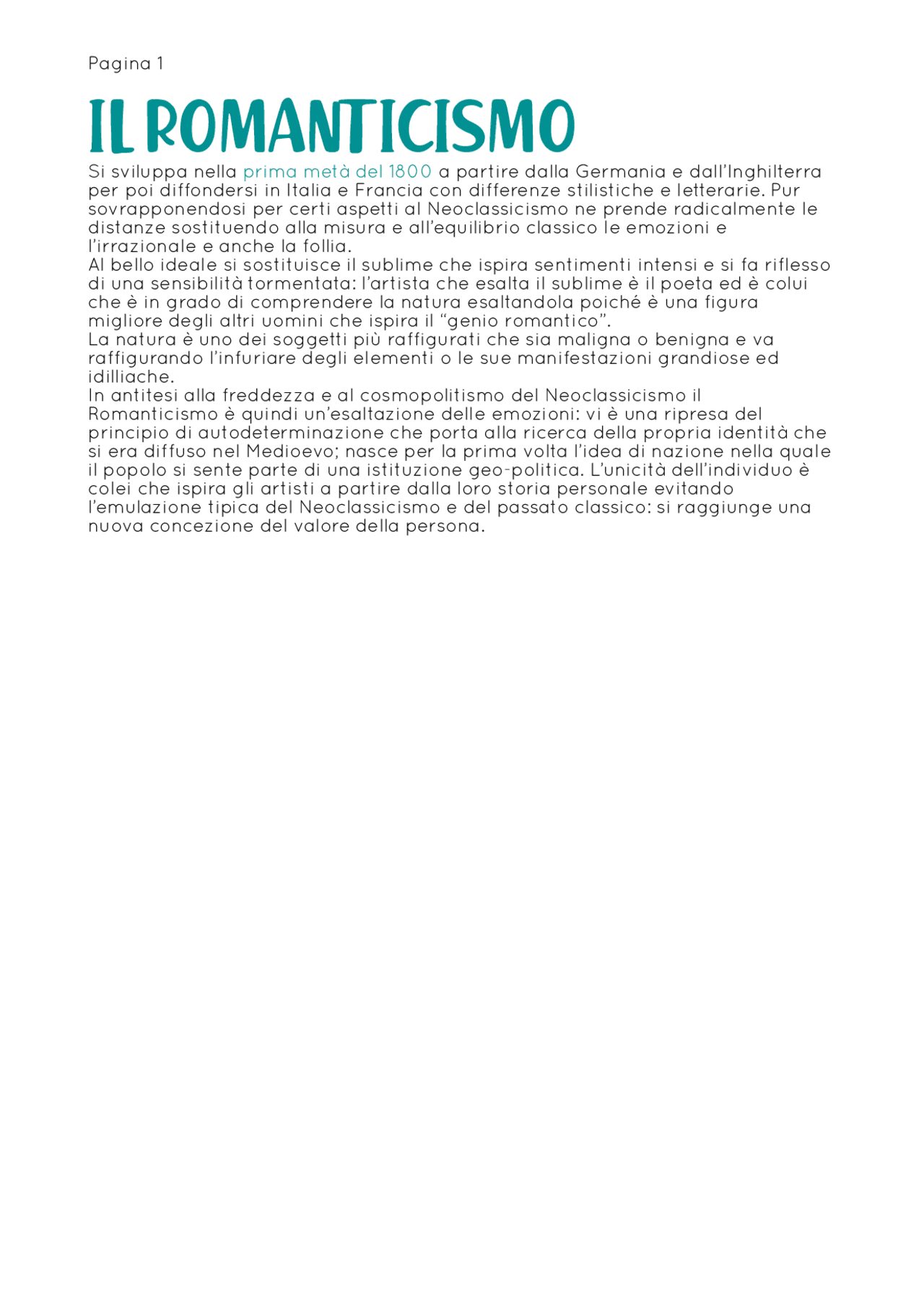 Il romanticismo artistico | Appunti di Elementi di storia dell'arte ed ...