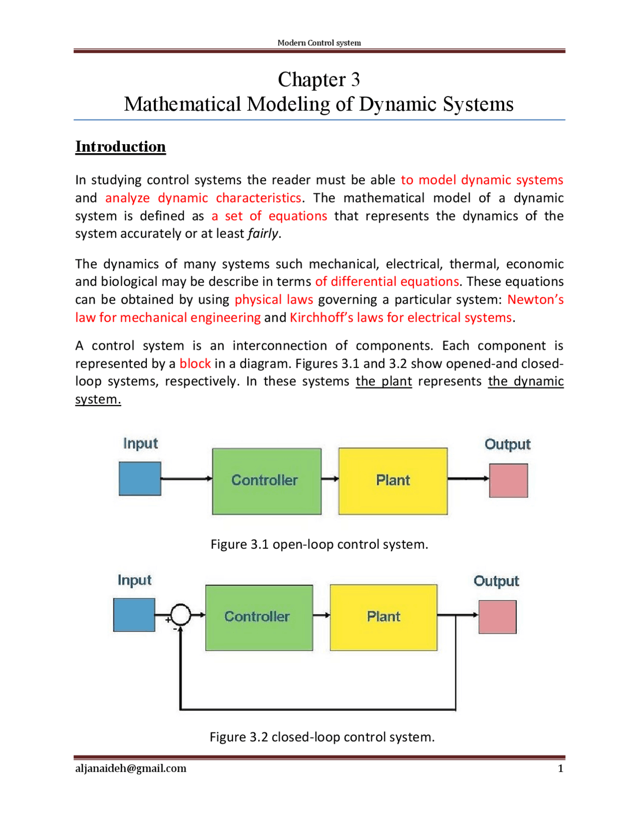 Automatic Control III | Slides Control Systems | Docsity