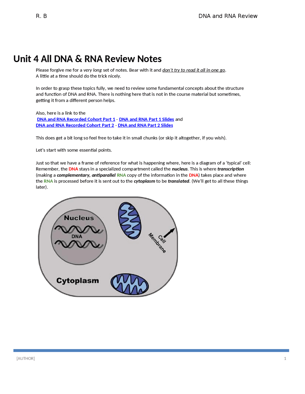 Unit 4 All Dna And Rna Review Notes Exams Biology Docsity