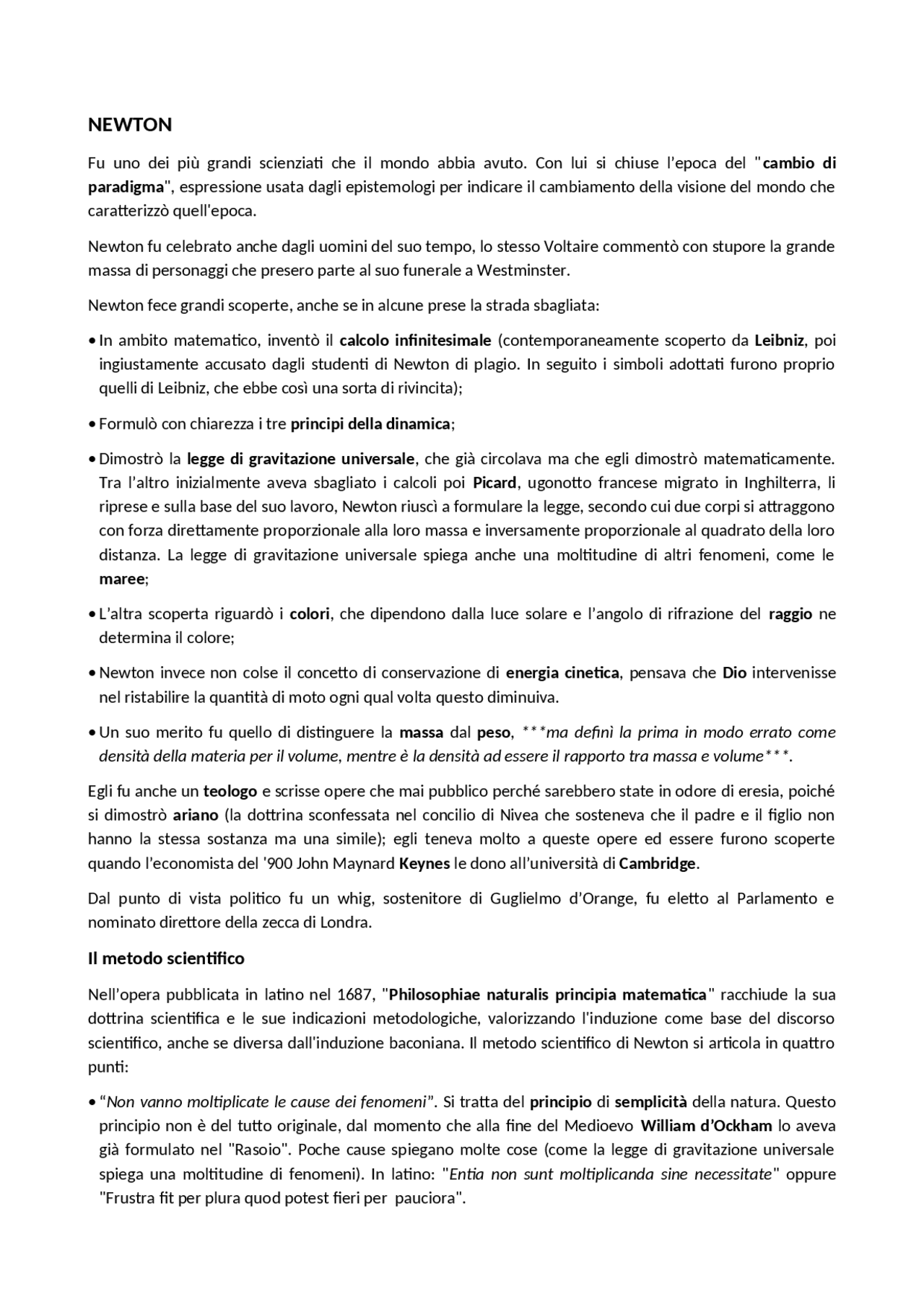 Le Scoperte E Il Metodo Scientifico Di Newton Appunti Di Filosofia