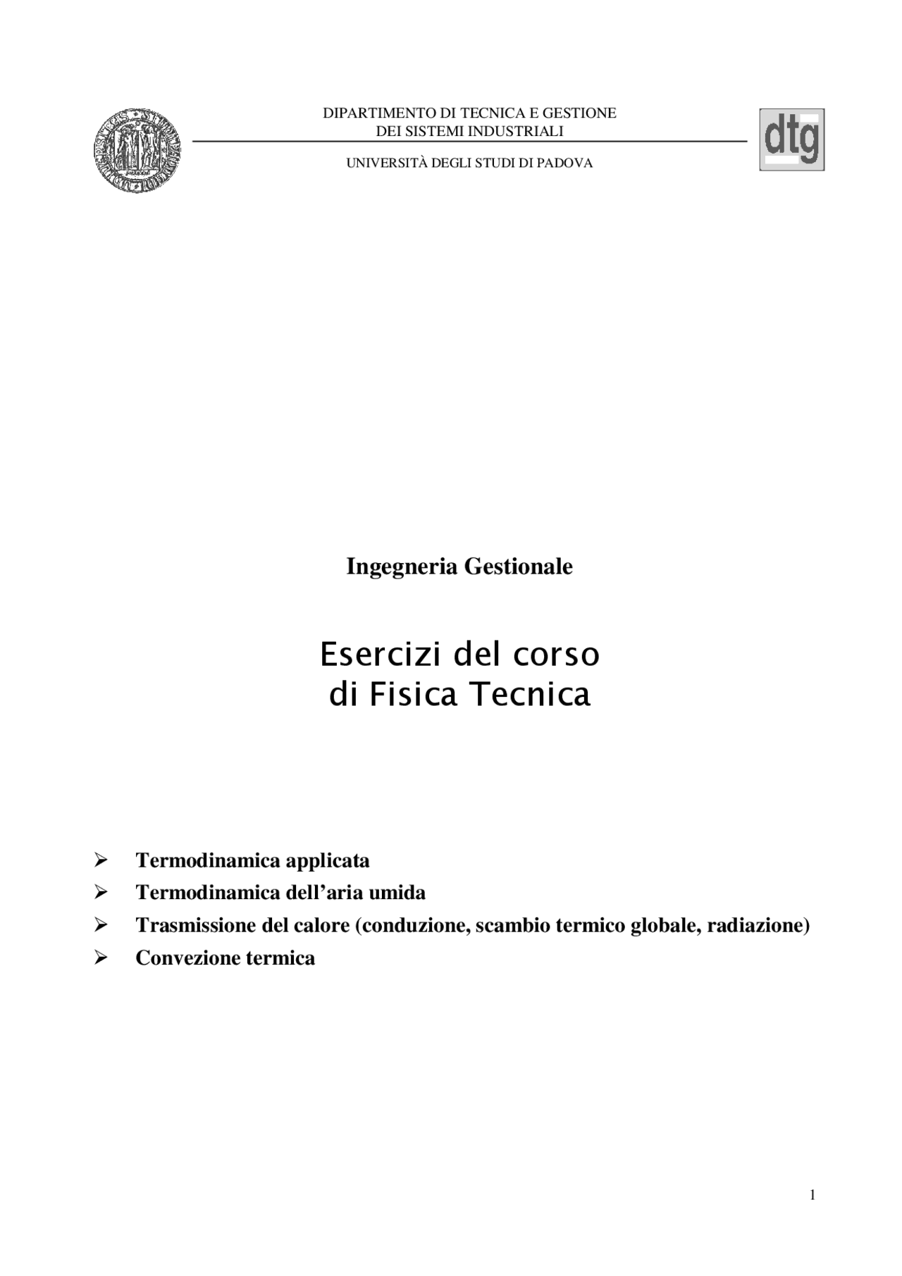 Eserciziario di fisica tecnica | Esercizi di Fisica Tecnica | Docsity