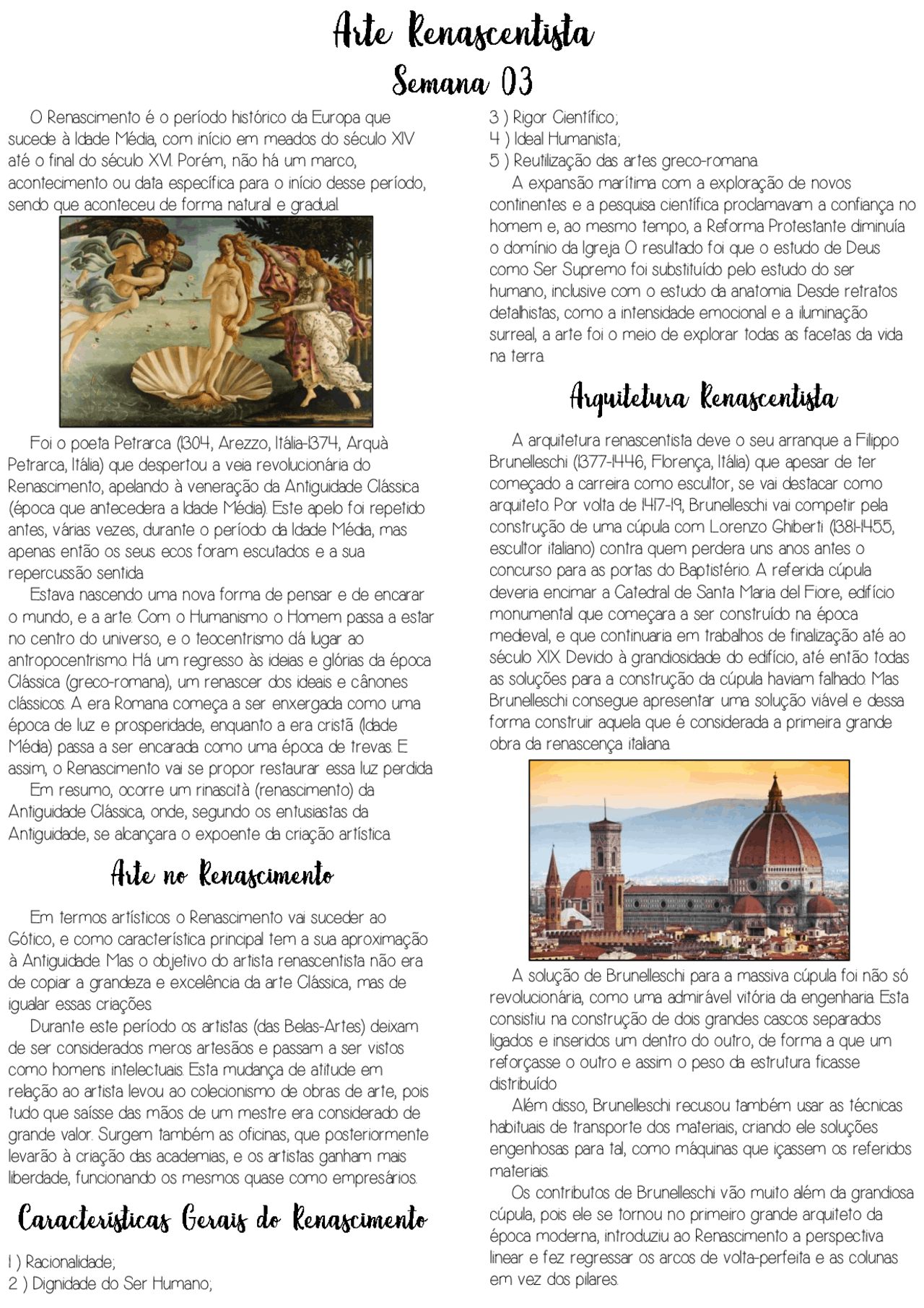 Arte Renascentista (Arte) | Study notes Art | Docsity