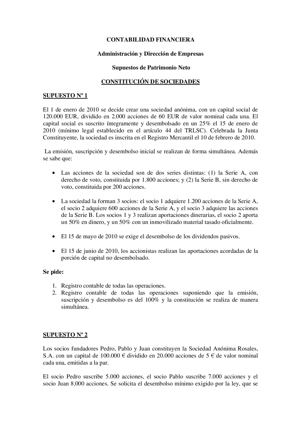 Ejercicios resueltos conta financiera | Ejercicios de Contabilidad Financiera | Docsity