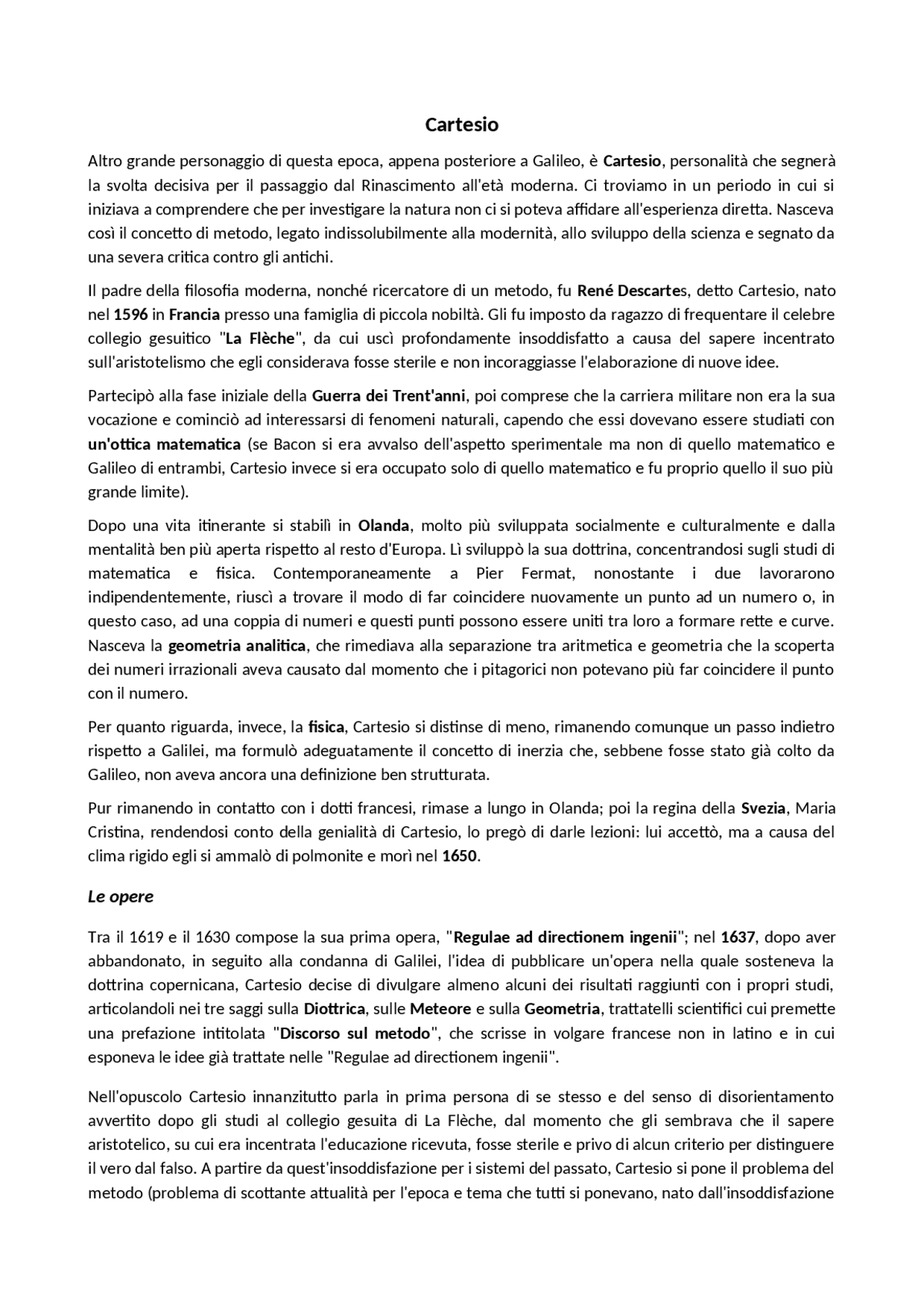 Cartesio E Il Metodo Filosofico Appunti Di Filosofia Docsity