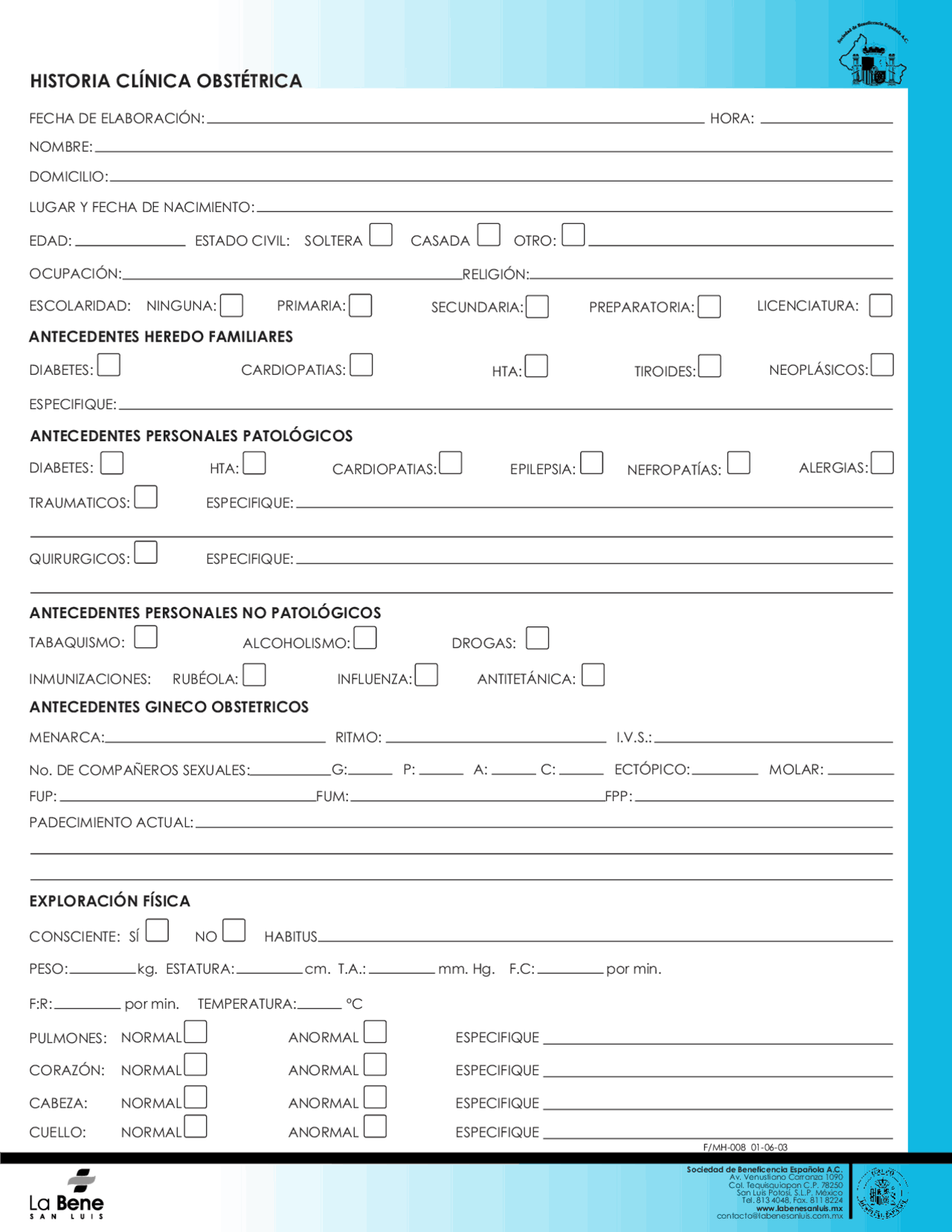 Historia Clínica Obstetrica | Guías, Proyectos, Investigaciones de Obstetricia | Docsity