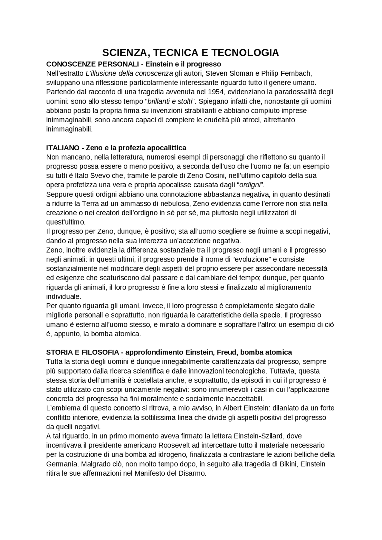 NUCLEO TEMATICO: SCIENZA, TECNICA E TECNOLOGIA/IL PROGRESSO (liceo ...