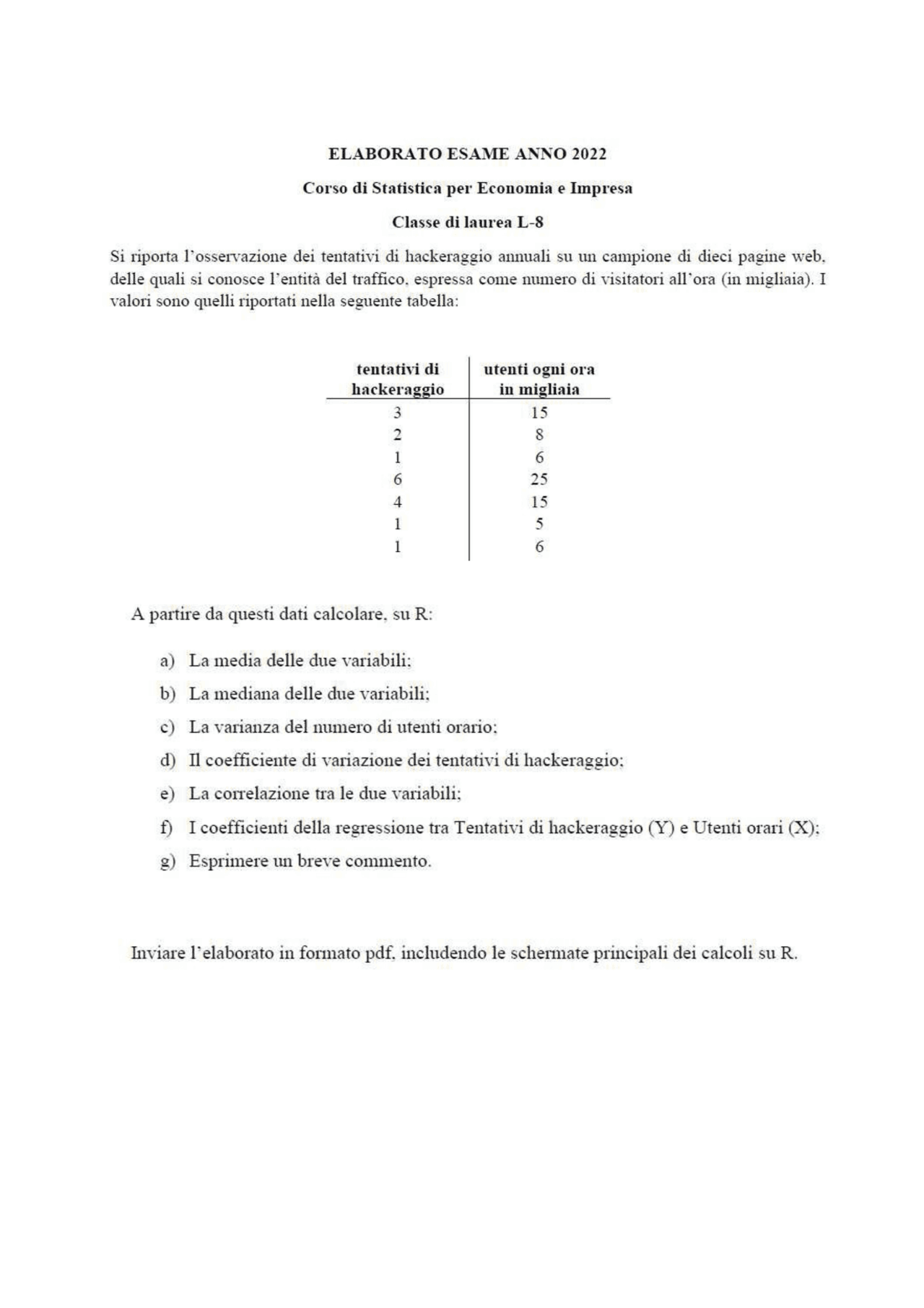 Paniere Di Statistica Unimercatorum Prove Desame Di Statistica Docsity