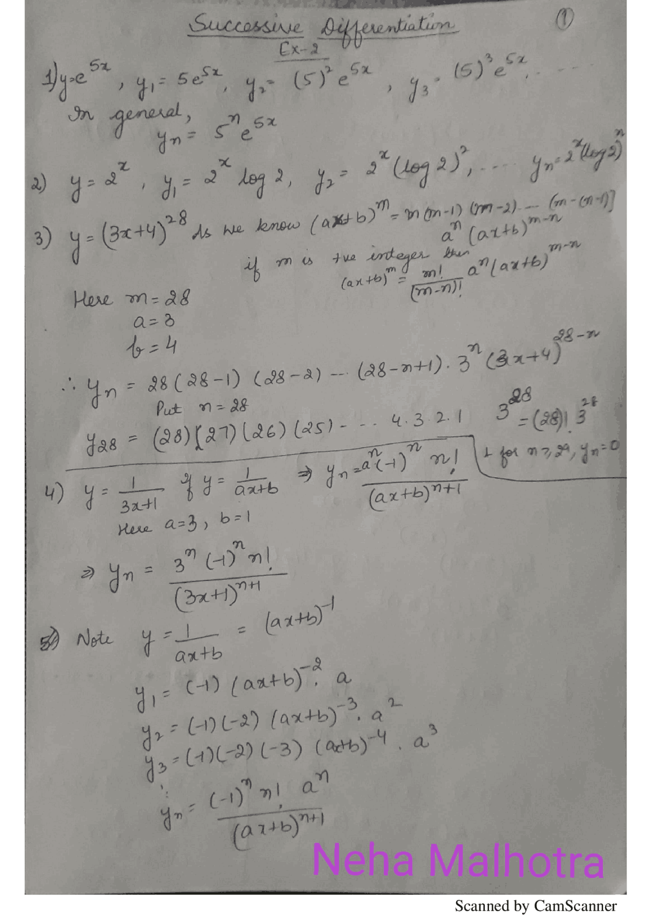 Successive Differentiation Lecture Notes Mathematics Docsity
