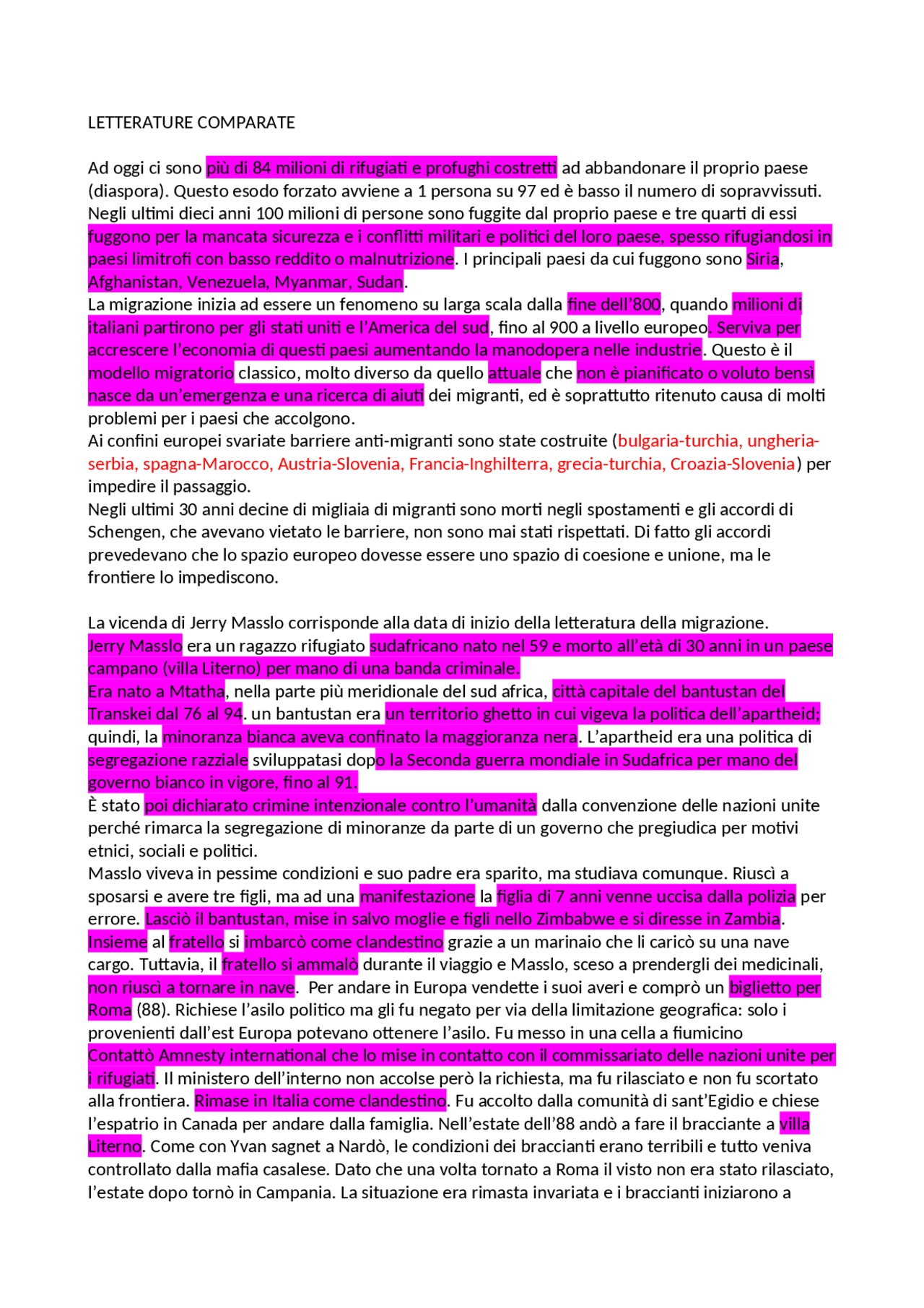 letterature comparate | Appunti di Letterature comparate | Docsity