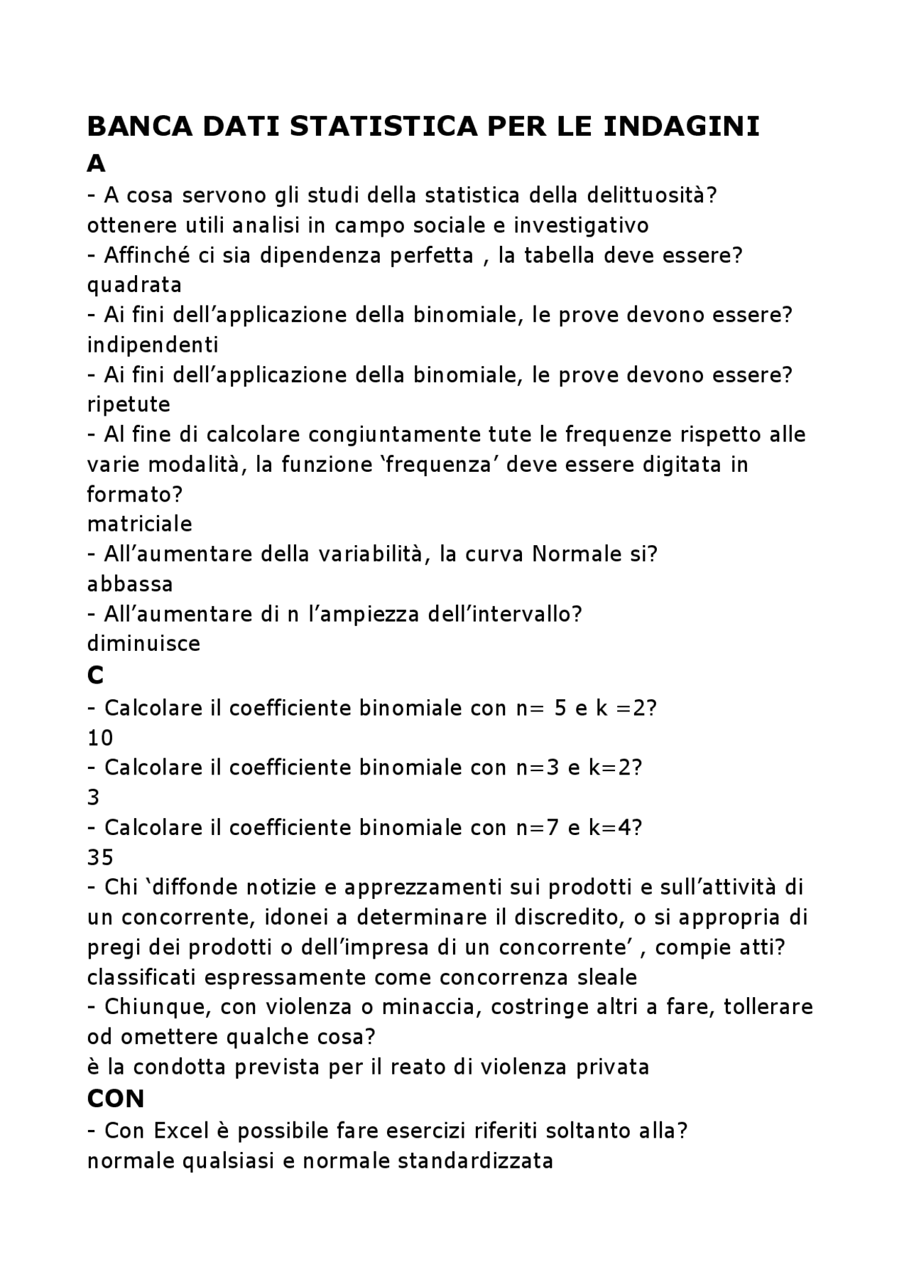 Statistica Per Le Indagini Mercatorum Prove Desame Di Statistica