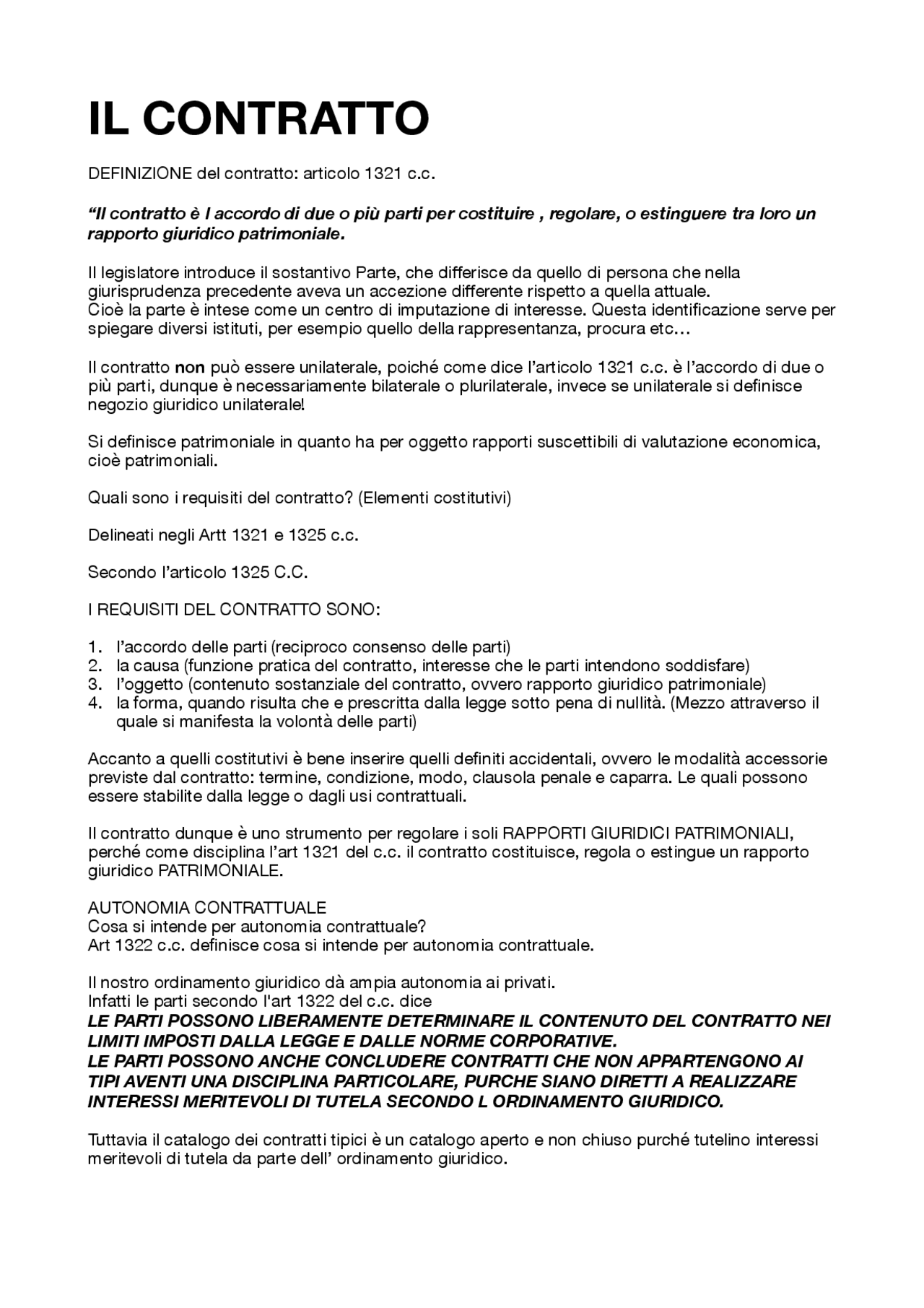 APPUNTI DIRITTO CIVILE: IL CONTRATTO E LA RESPONSABILITA' | Appunti di ...