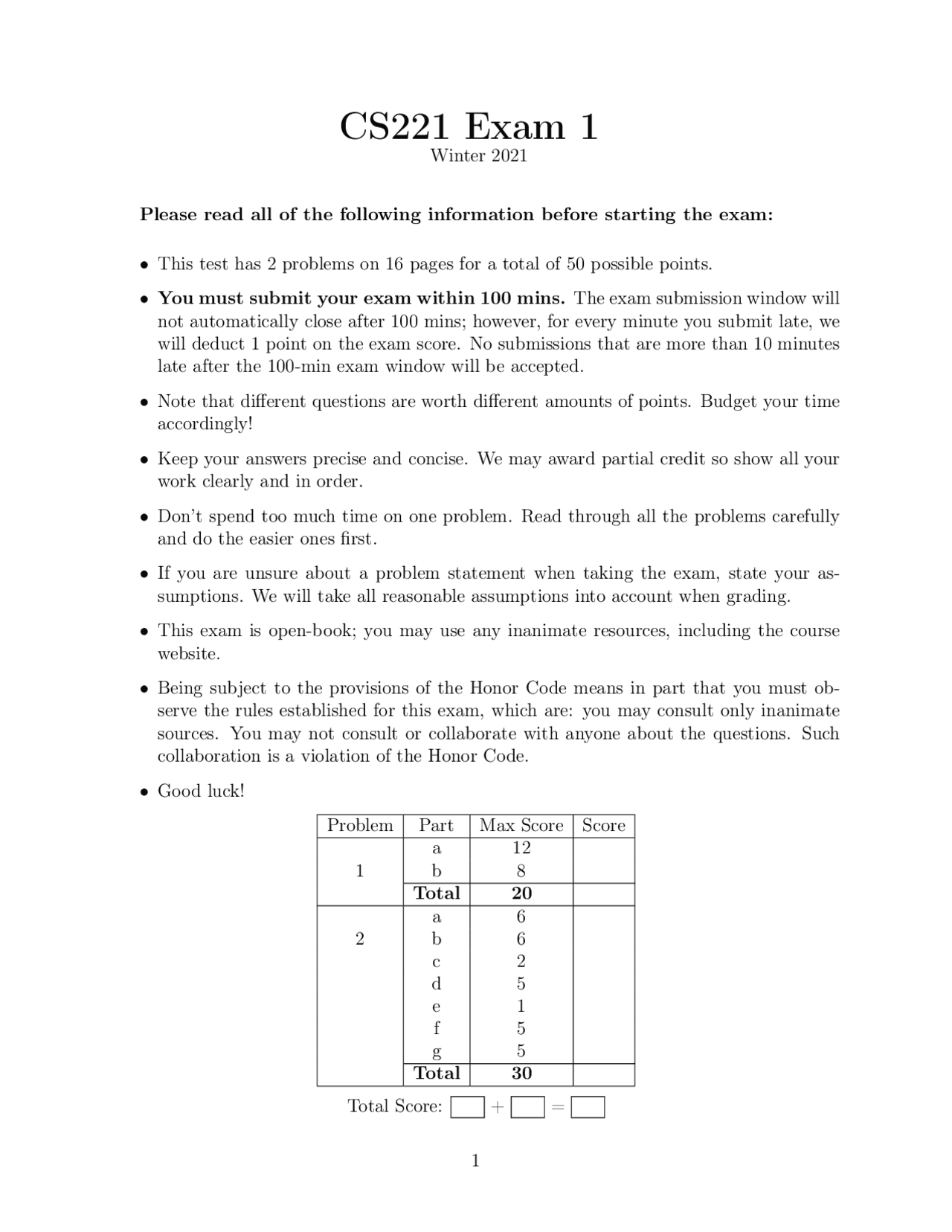 Cs 221 Exam 1 2023 Paper Correct Ans Exams Computer Programming Docsity