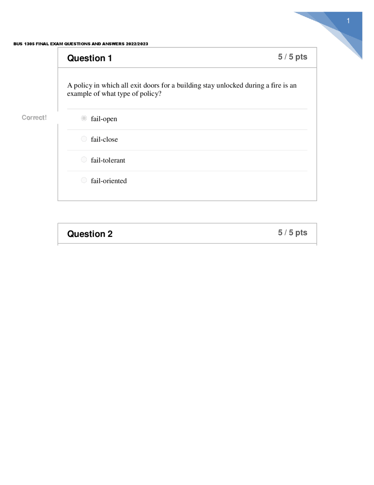 Bus 1305 Finalexam Questions And Answers 20222023 Graded A Exams