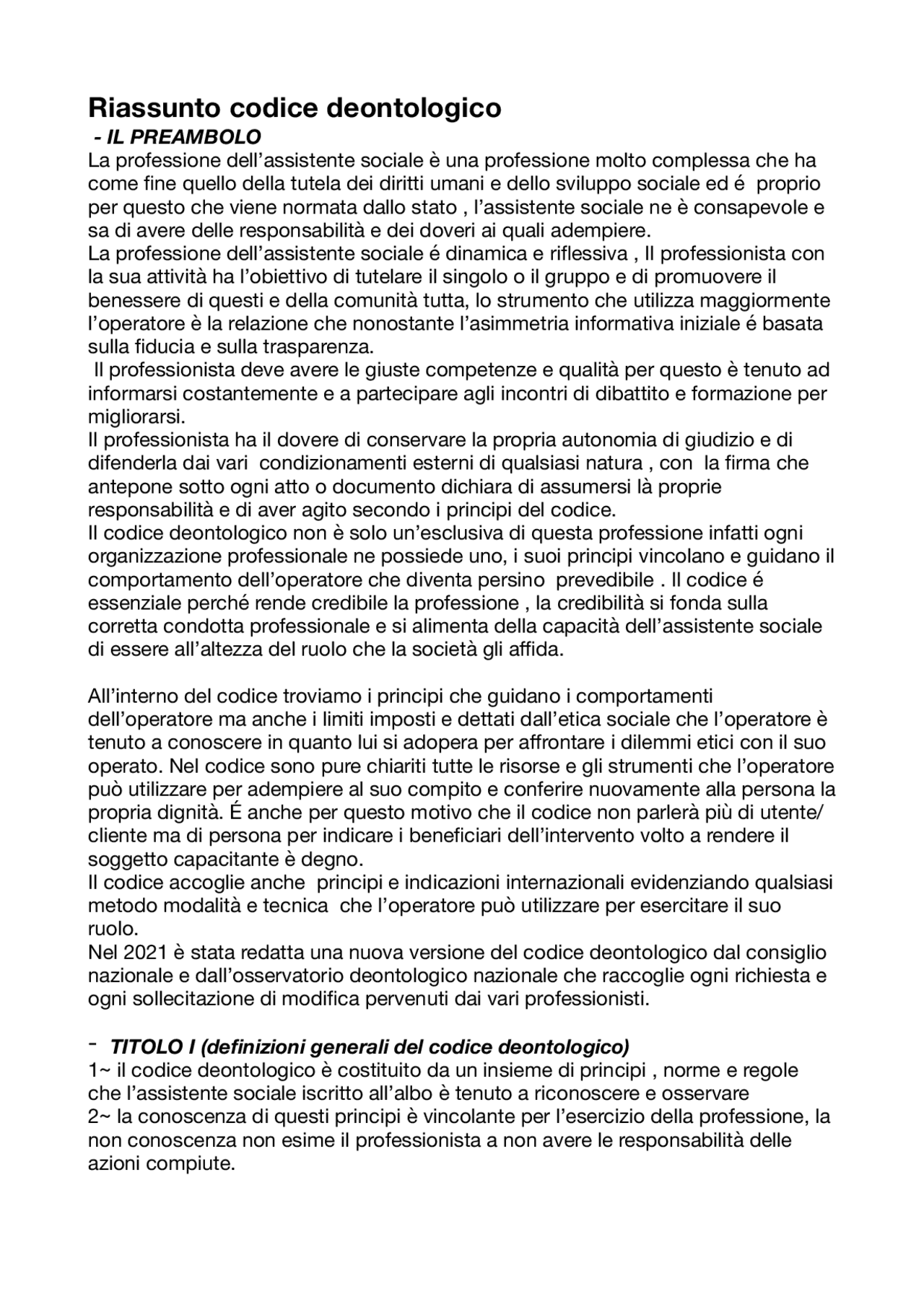 Riassunto Codice Deontologico Appunti Di Metodi E Tecniche Del