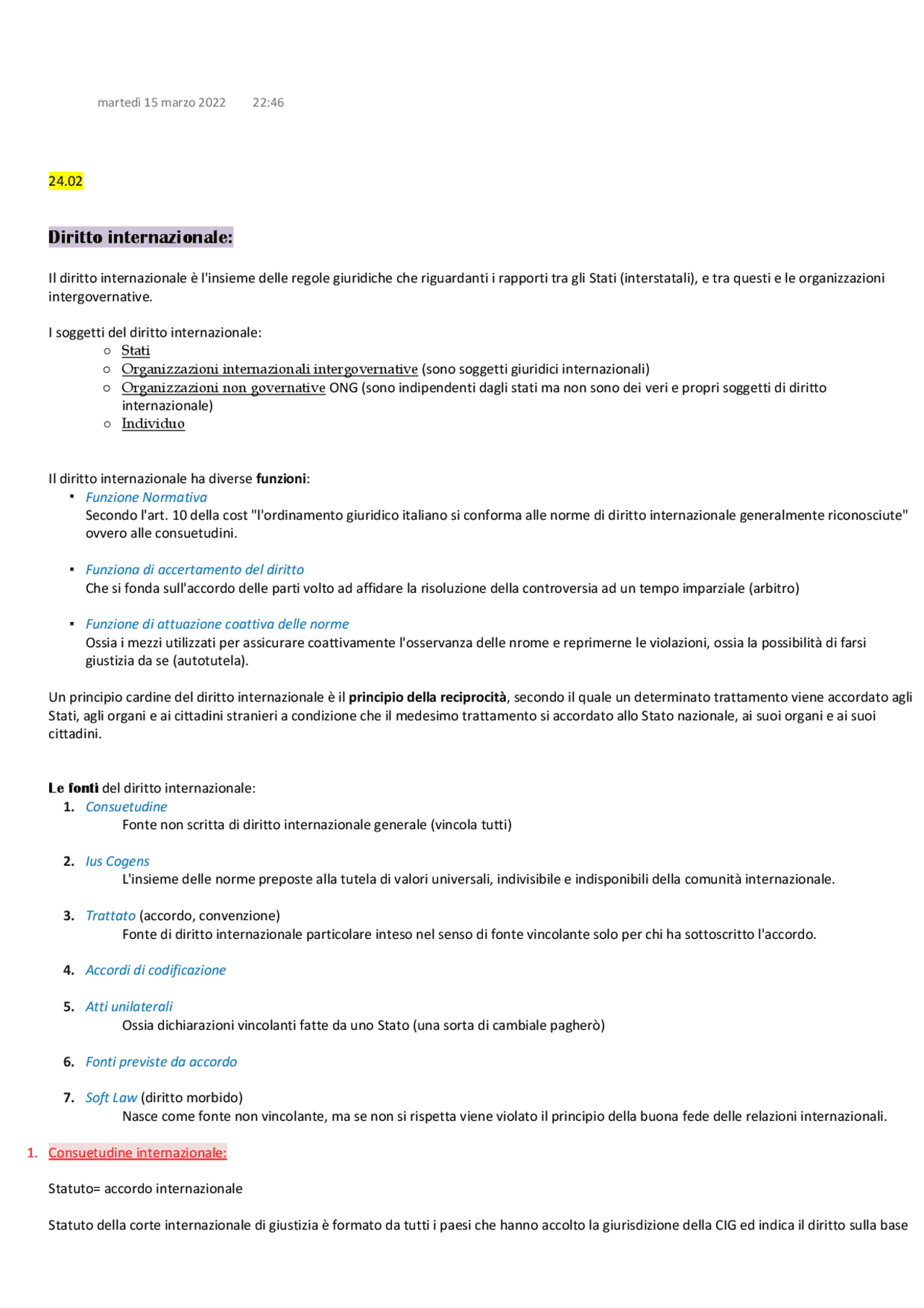 Appunti Diritto Internazionale Completi Appunti Di Diritto