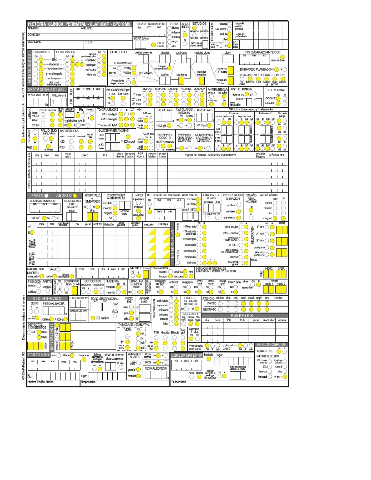 Carnet Perinatal (Ginecología) | Ejercicios de Ginecología | Docsity
