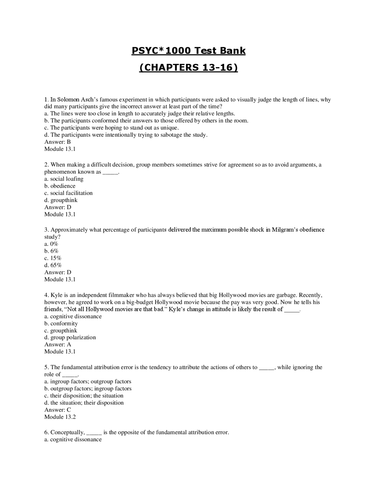 Psyc F21 Final Testbank Exams Nursing Docsity